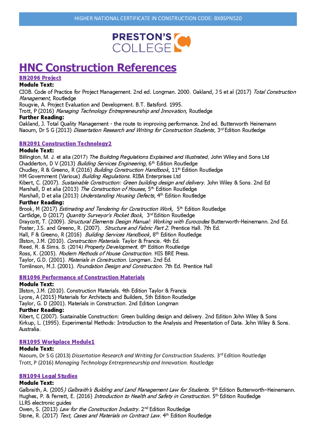 Hnc construction reference - Docsity