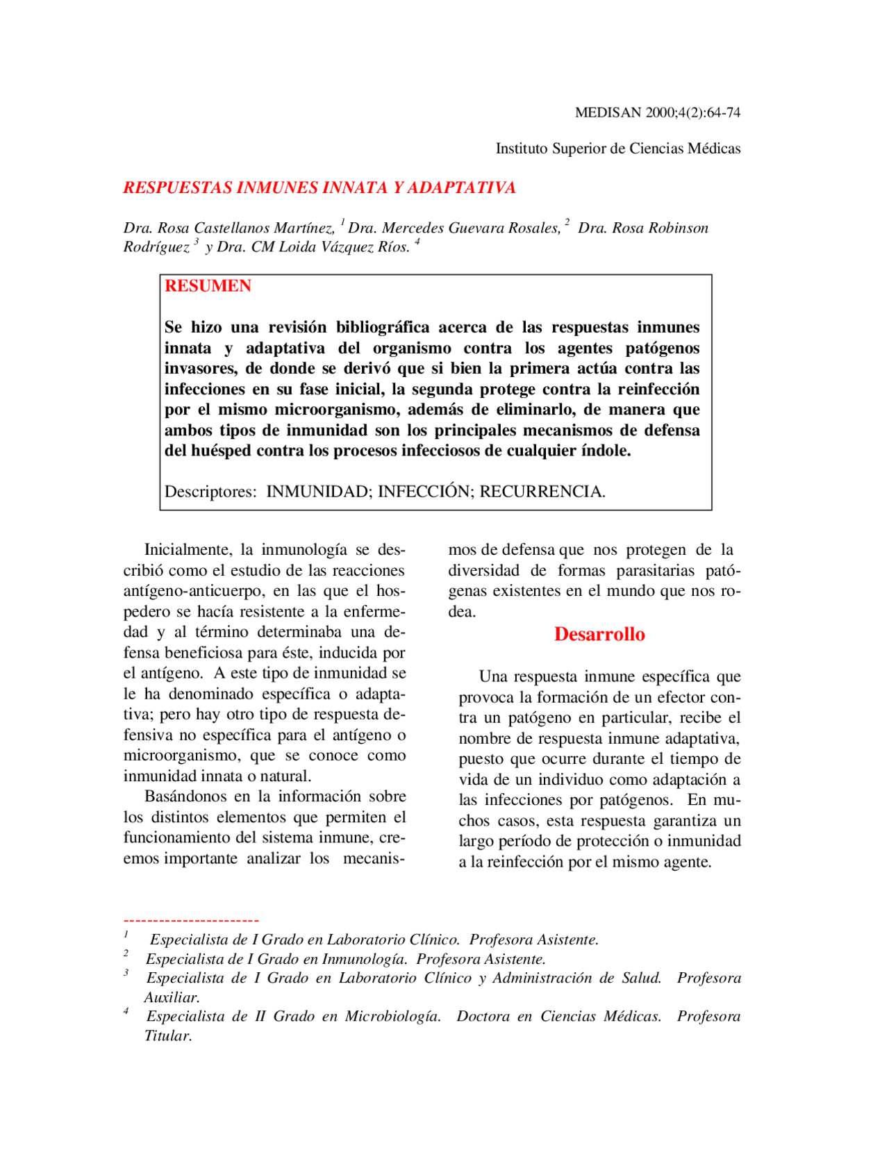 Respuesta Inmune Innata Y Adaptativa Apuntes De Inmunología Docsity