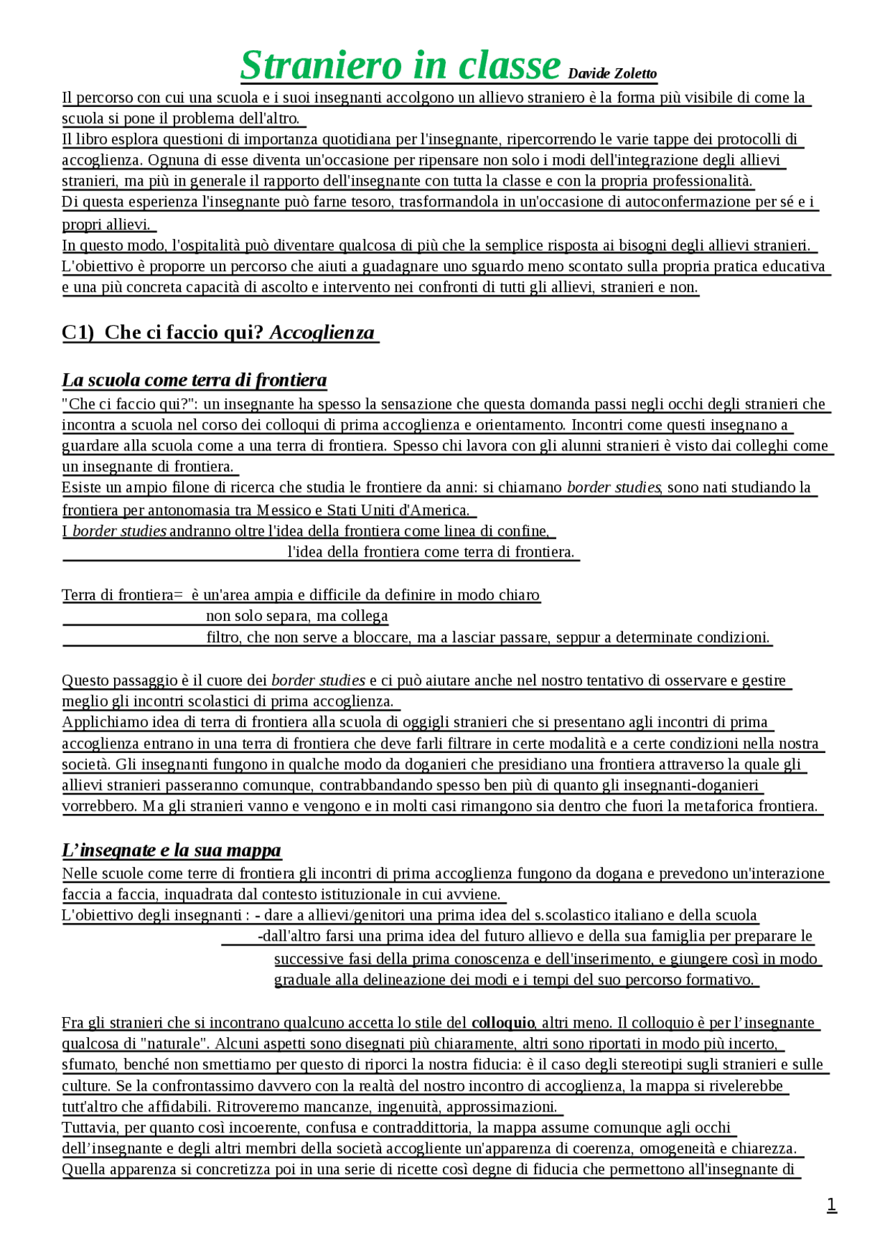 Straniero In Classe Una Pedagogia Dellospitalità Docsity