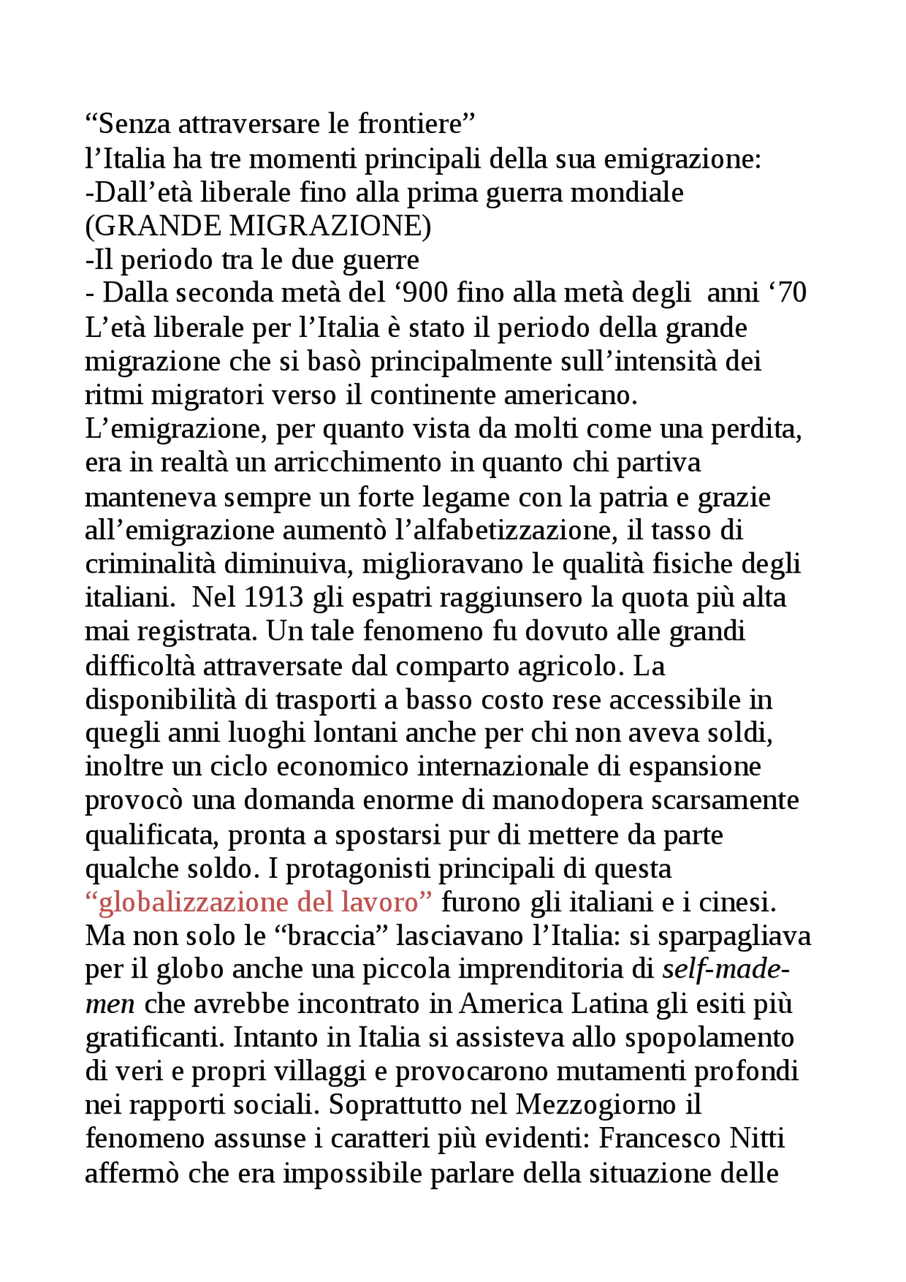 Senza Attraversare Le Frontiere Docsity