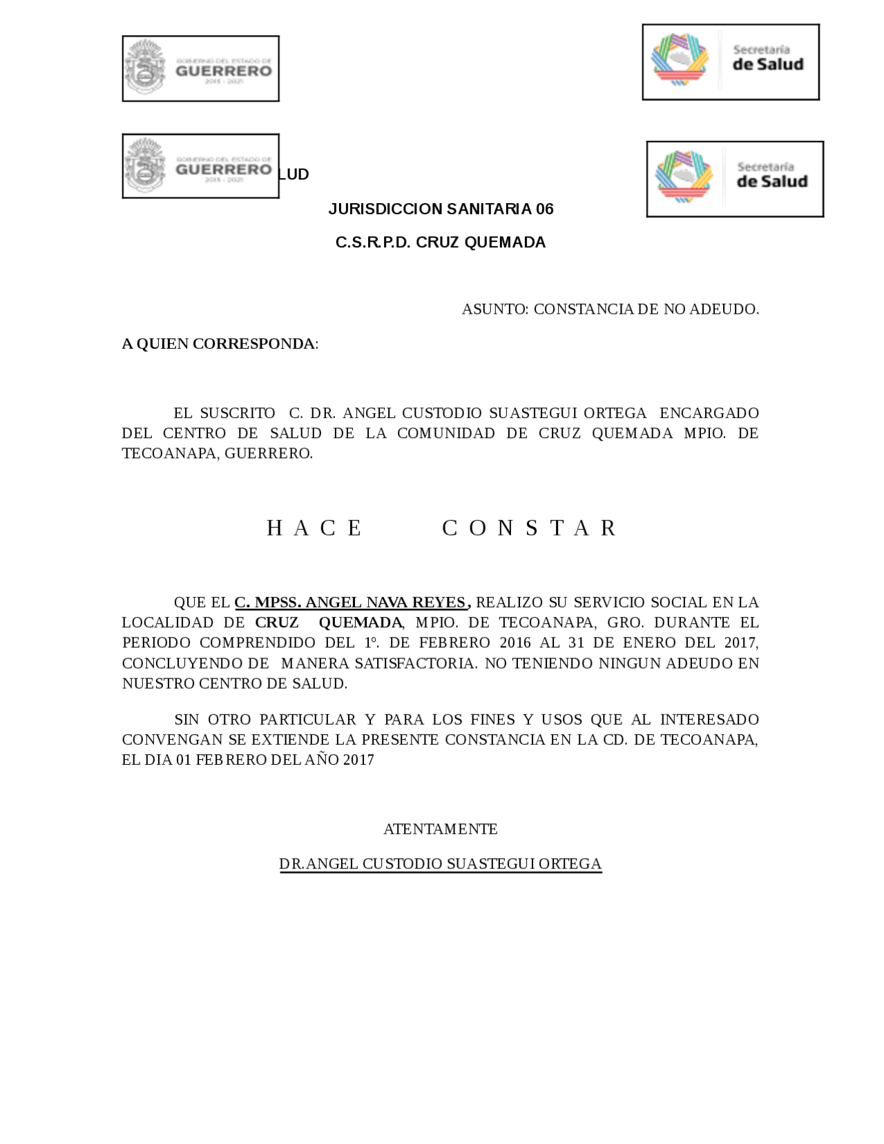 Constancia De Liberacion Ssa Docsity