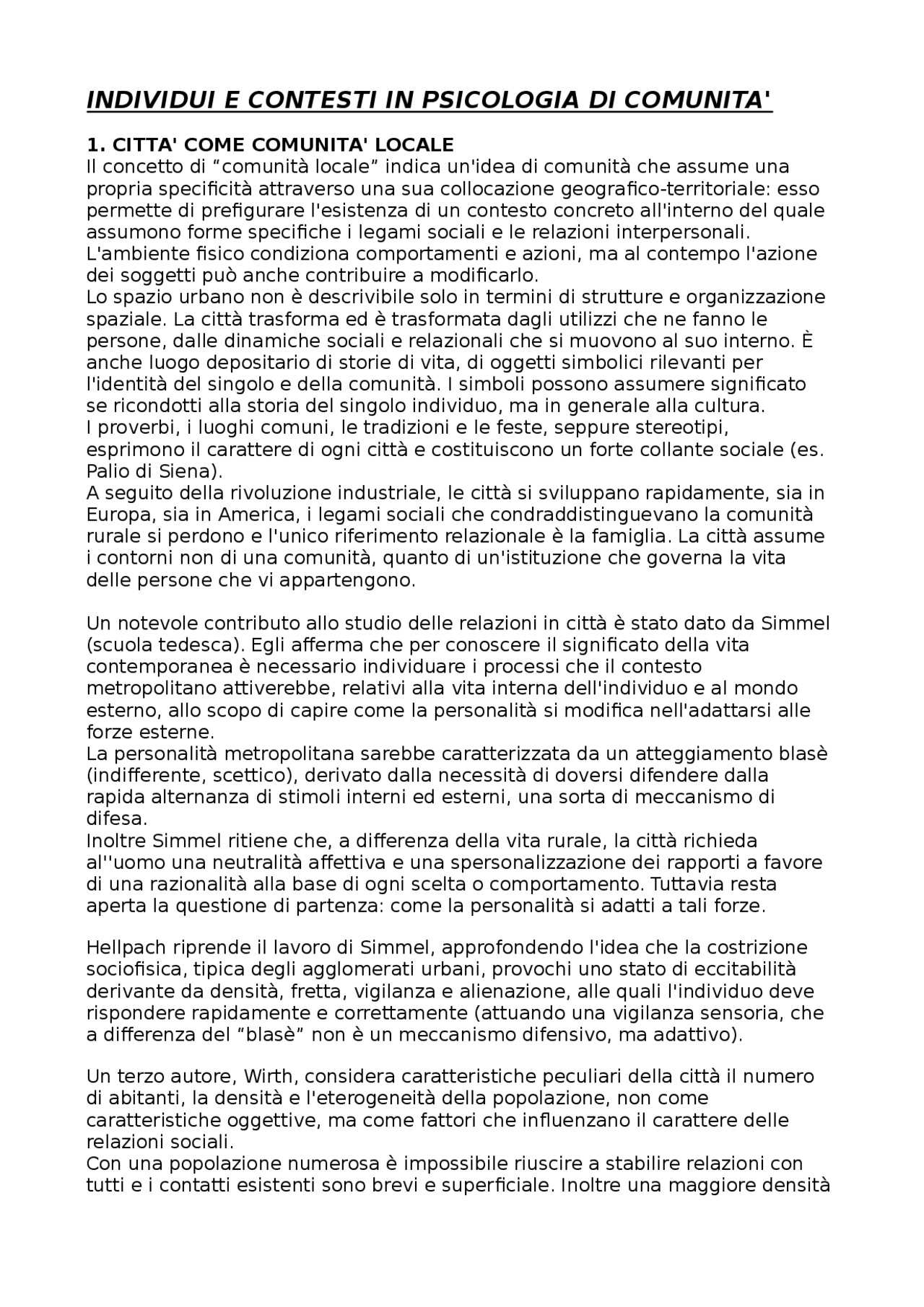 Riassunto Psicologia Di Comunità Docsity
