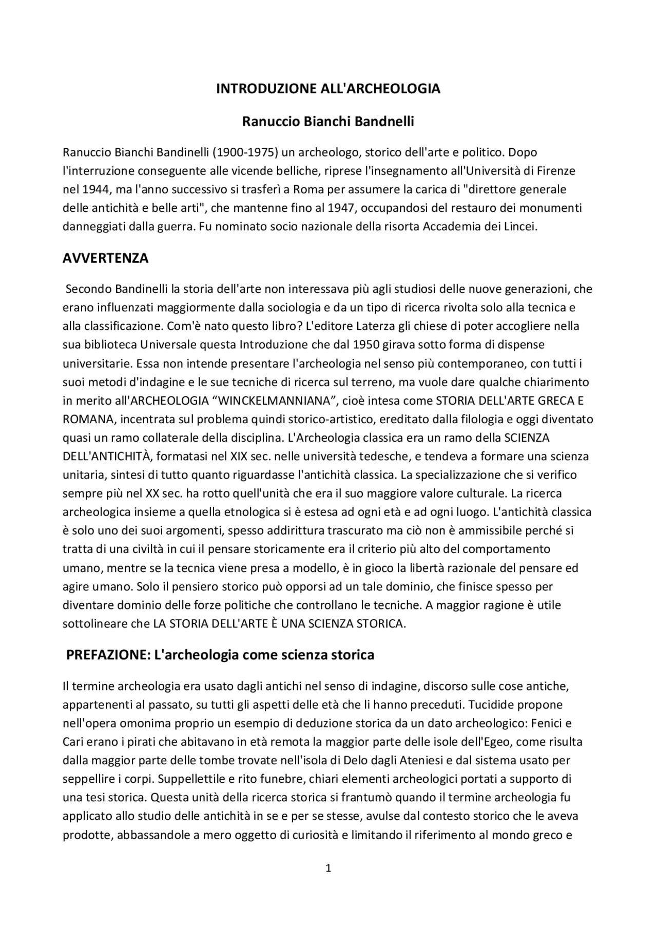 Introduzione Allarcheologia Di Ranuccio Bianchi Bandinelli Docsity