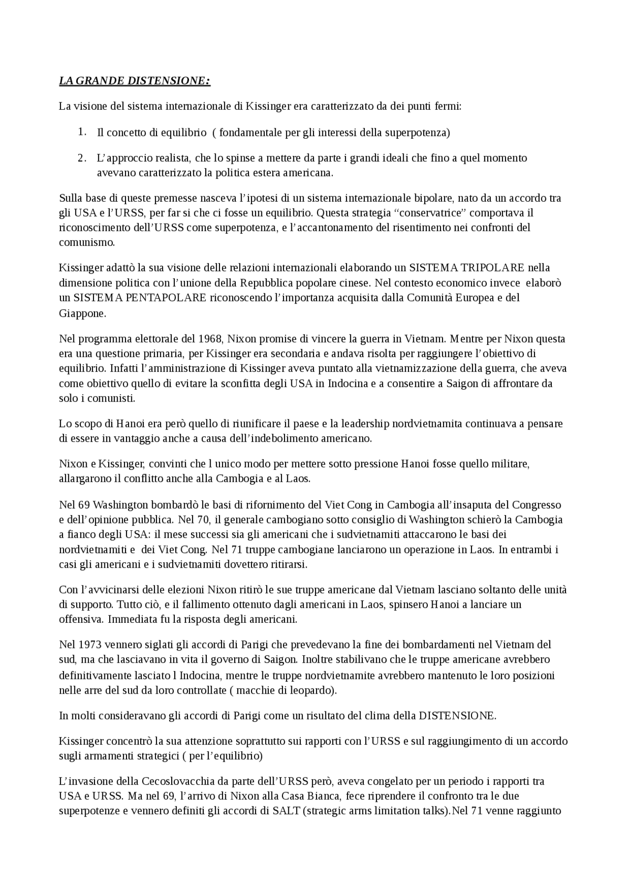 Storia Delle Relazioni Internazionali Docsity
