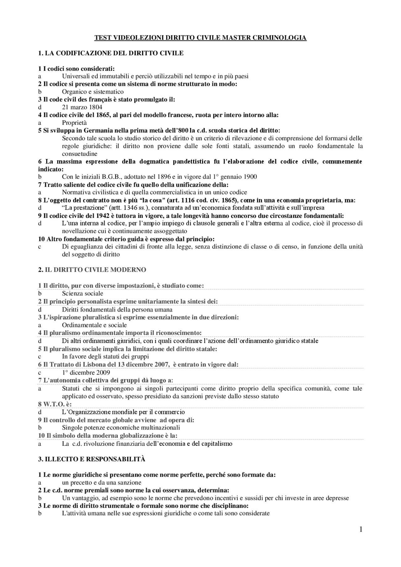 Test Soluzioni Diritto Civile Esercizi Di Diritto Civile Docsity