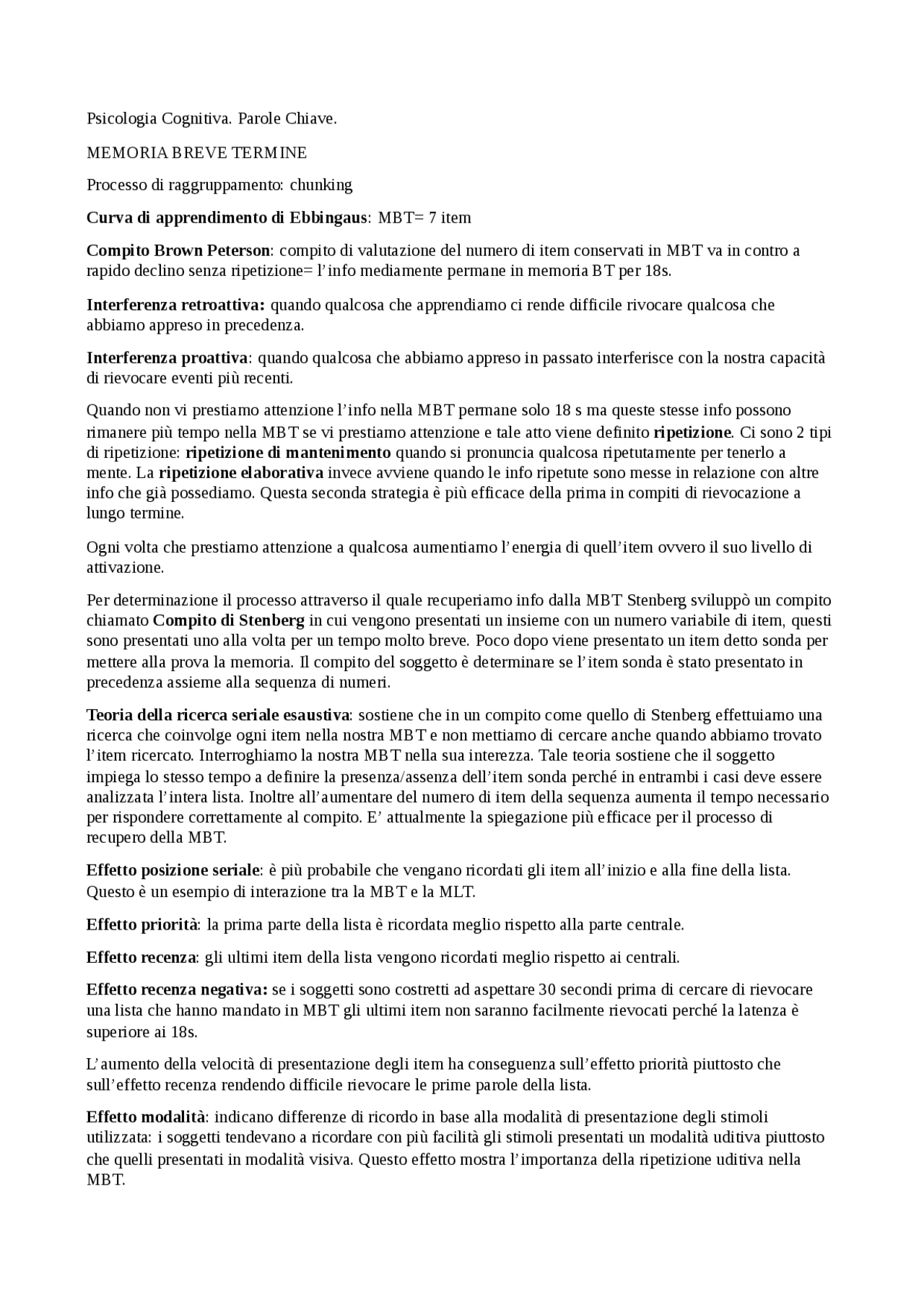 Psicologia Cognitiva Docsity