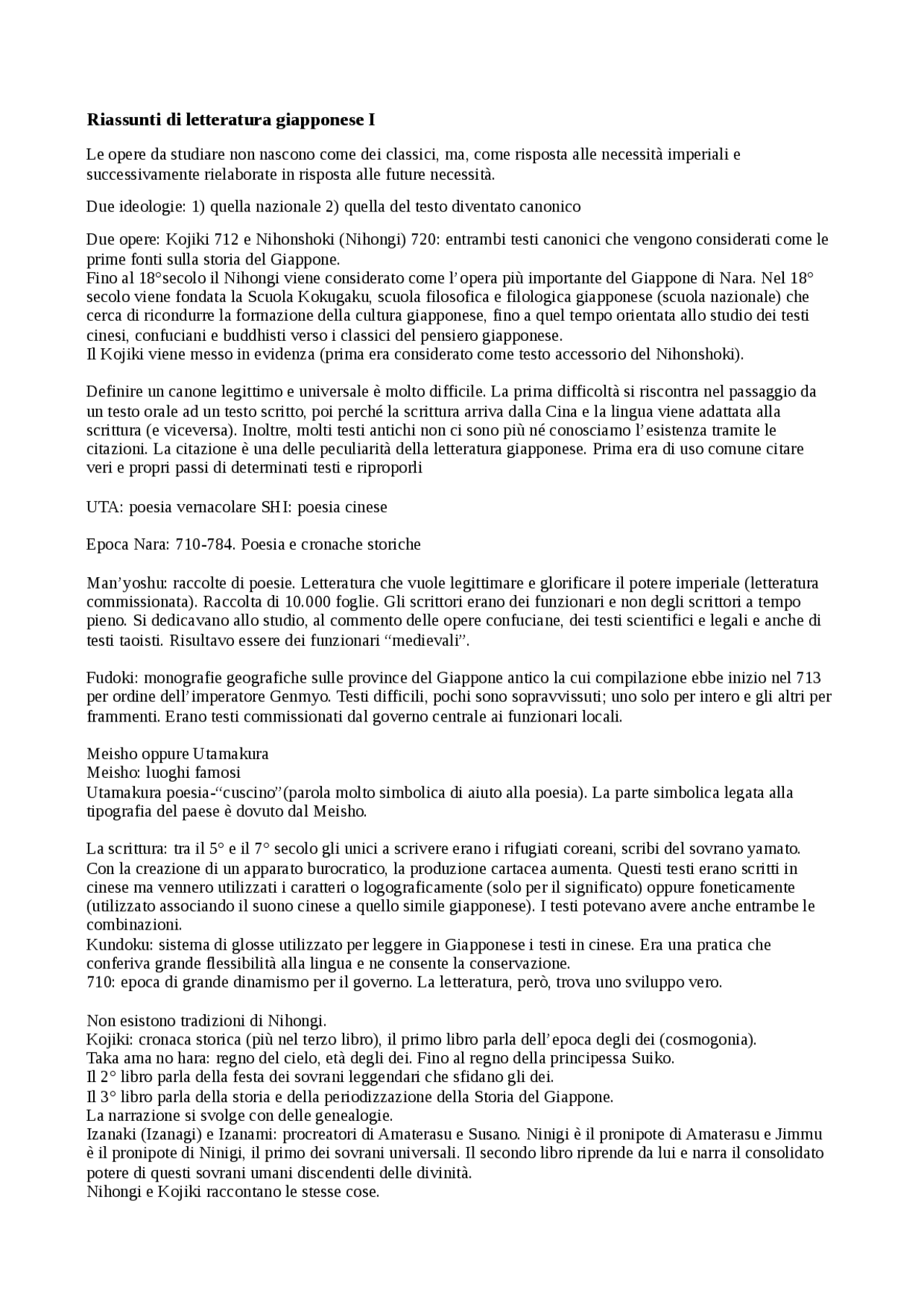 Letteratura Giapponese Docsity