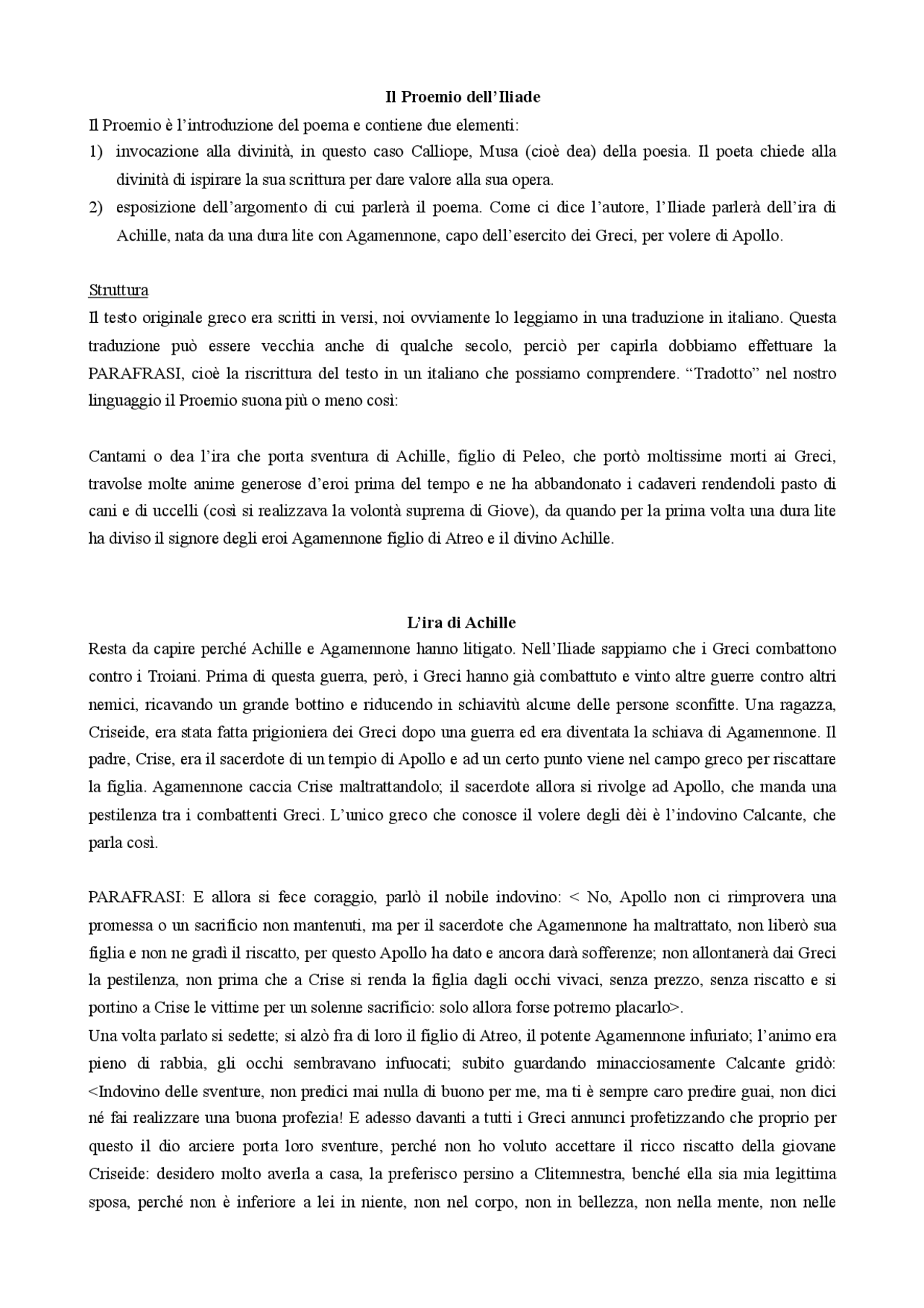 Analisi Di Una Piccola Parte Delliliade Docsity
