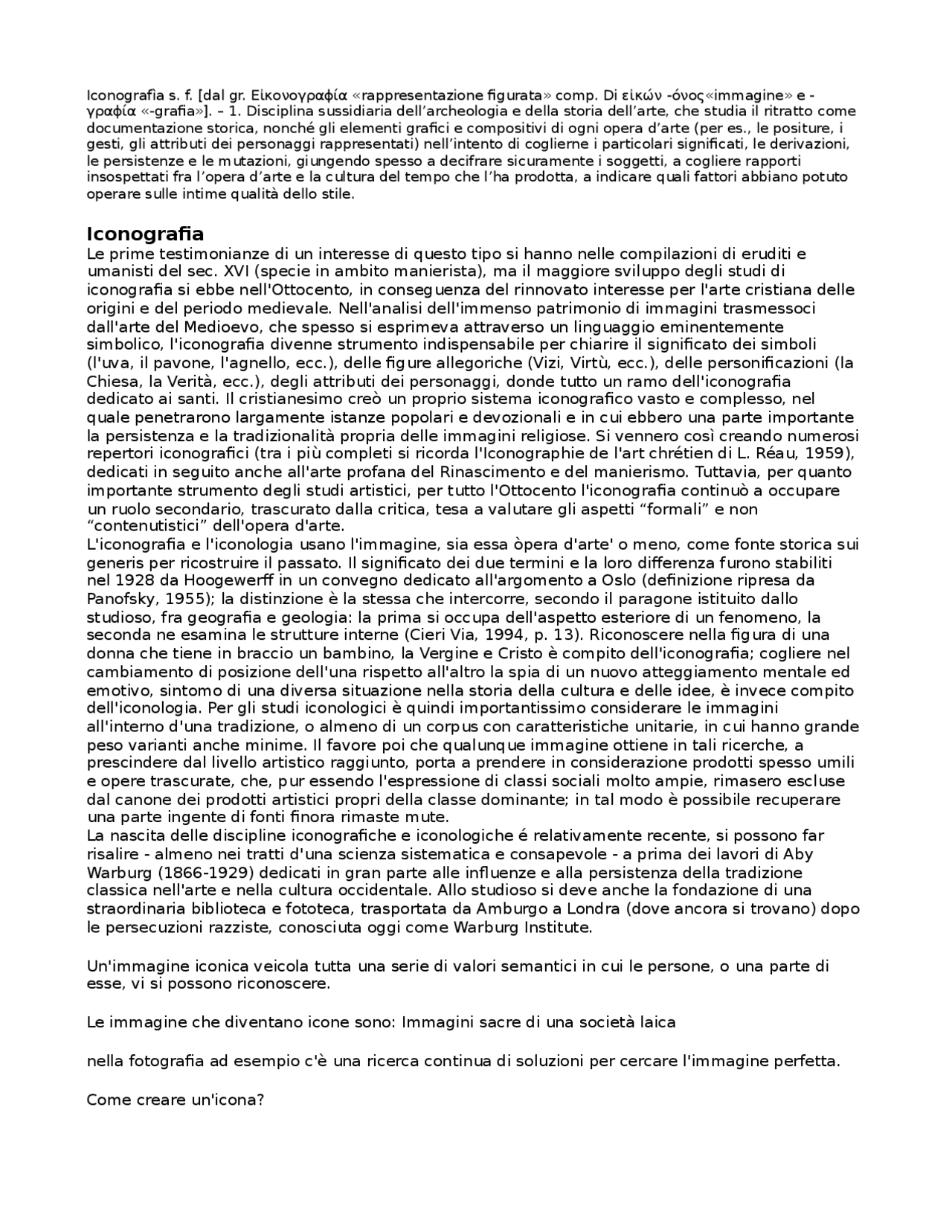 Storia dell'iconografia | Dispense di Storia dell'arte antica | Docsity