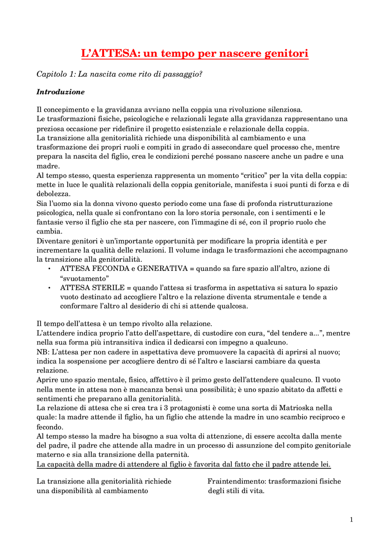 Lattesa Un Tempo Per Nascere Genitori Docsity