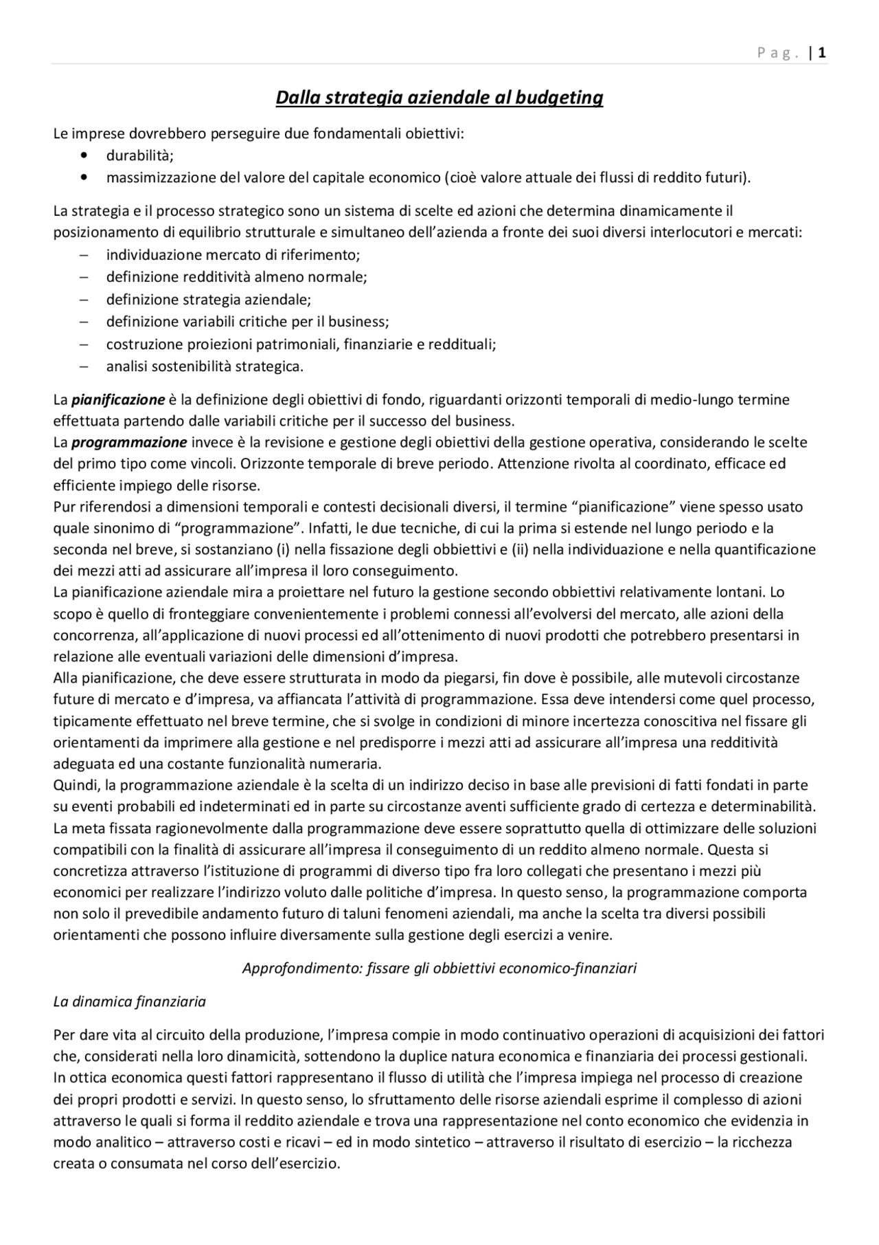 Programmazione E Controllo Riassunto Libro Docsity