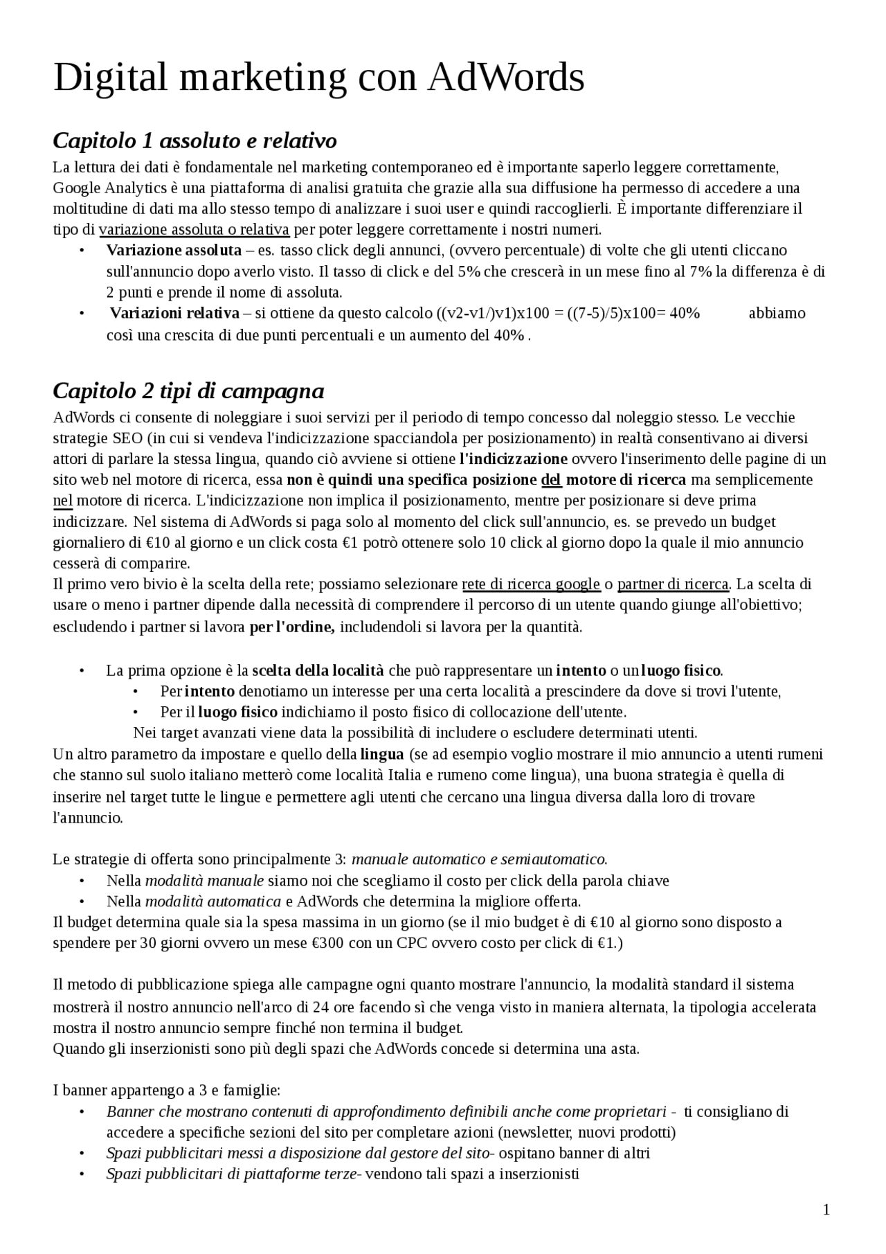 A Testa Digital Marketing Con Adwords Docsity