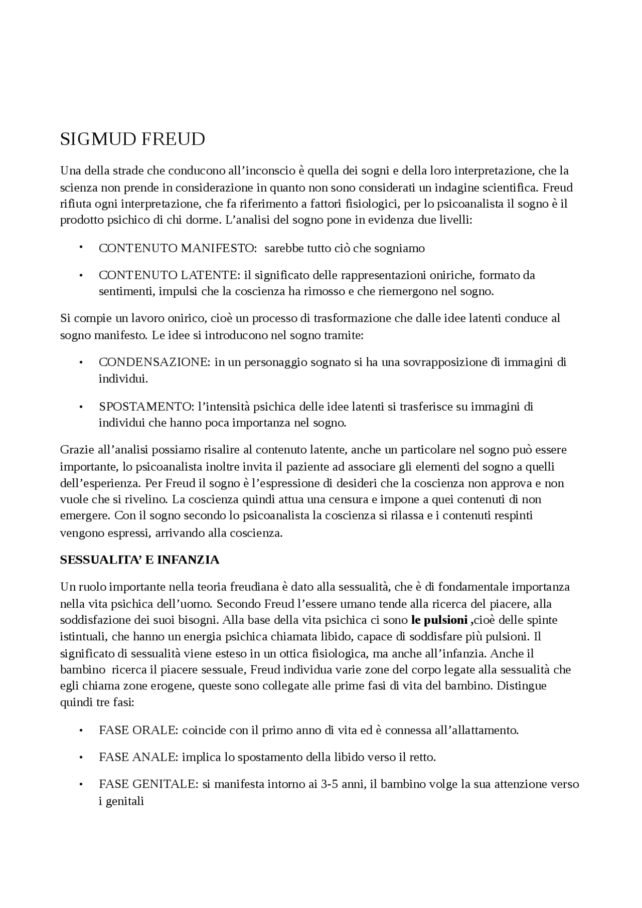 Sigmund Freud E La Psicoanalisi Docsity