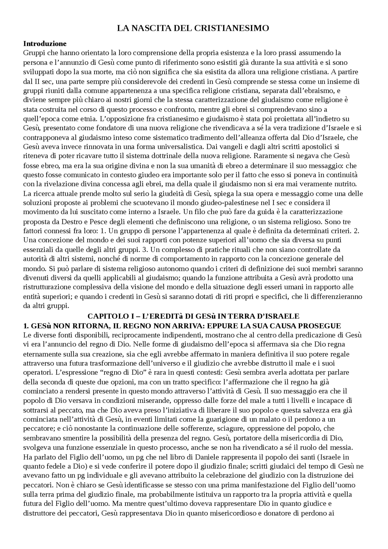 La Nascita Del Cristianesimo Docsity