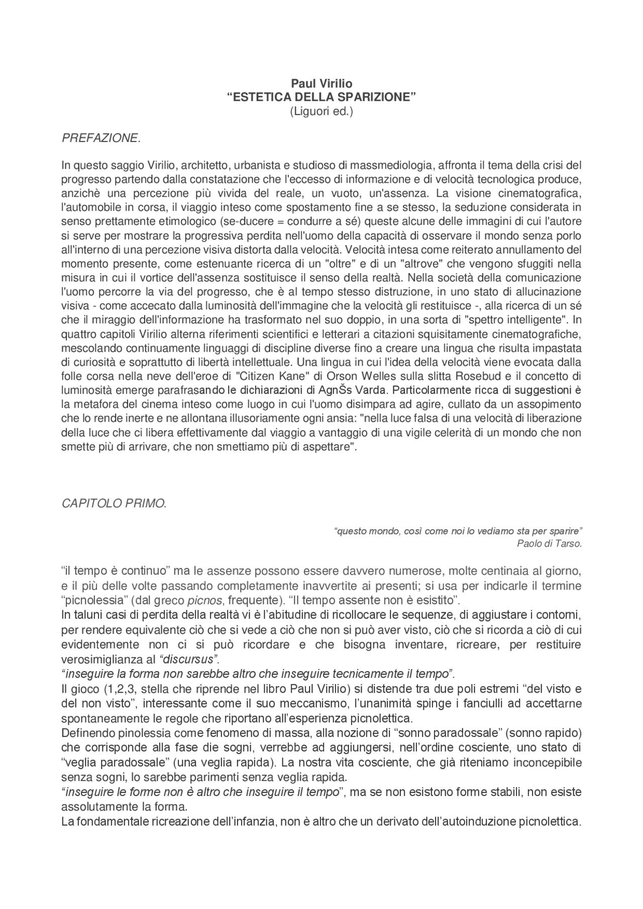 Lestetica Della Sparizione Docsity