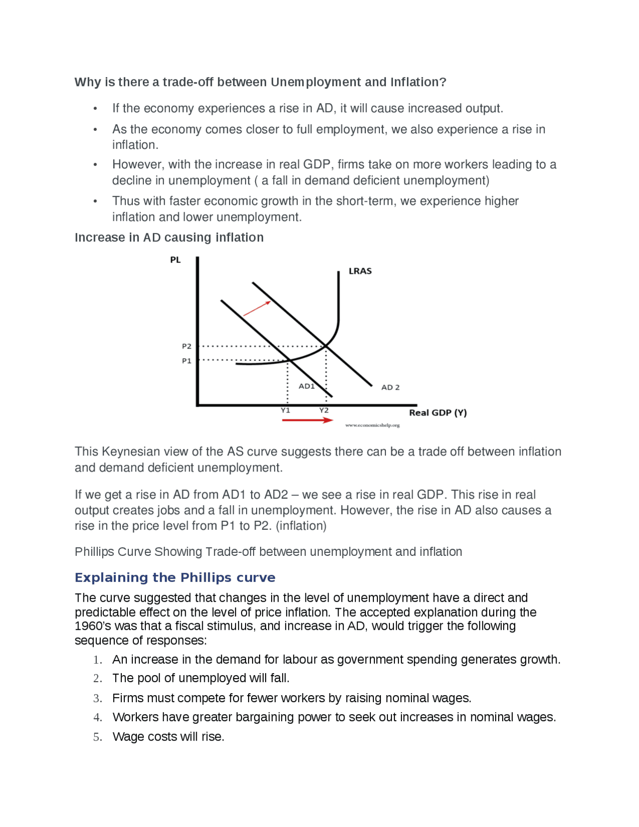 Macro Economics phillips curve - Docsity