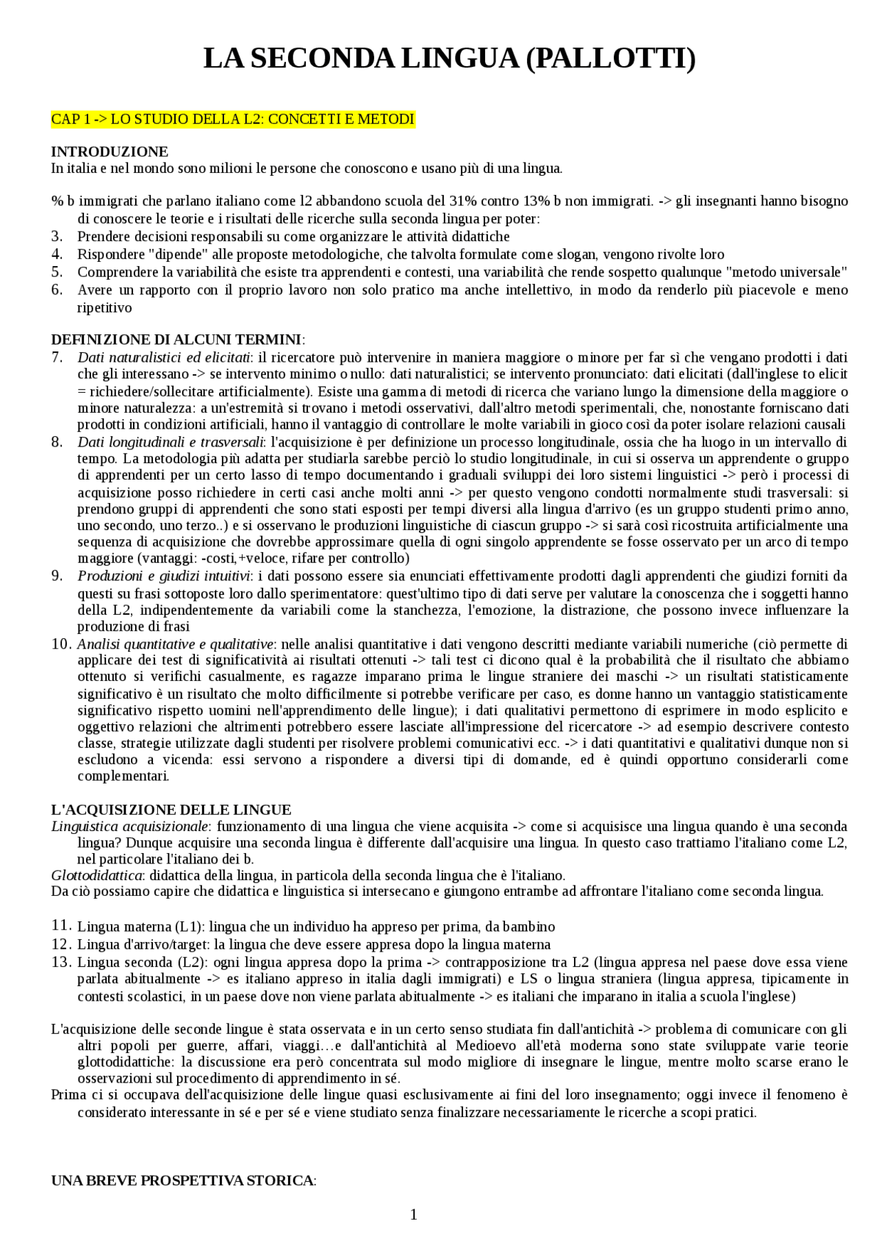 La seconda lingua (pallotti) - Docsity