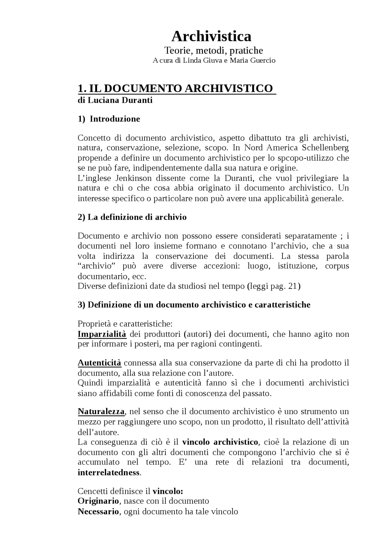 Archivistica Generale - Docsity