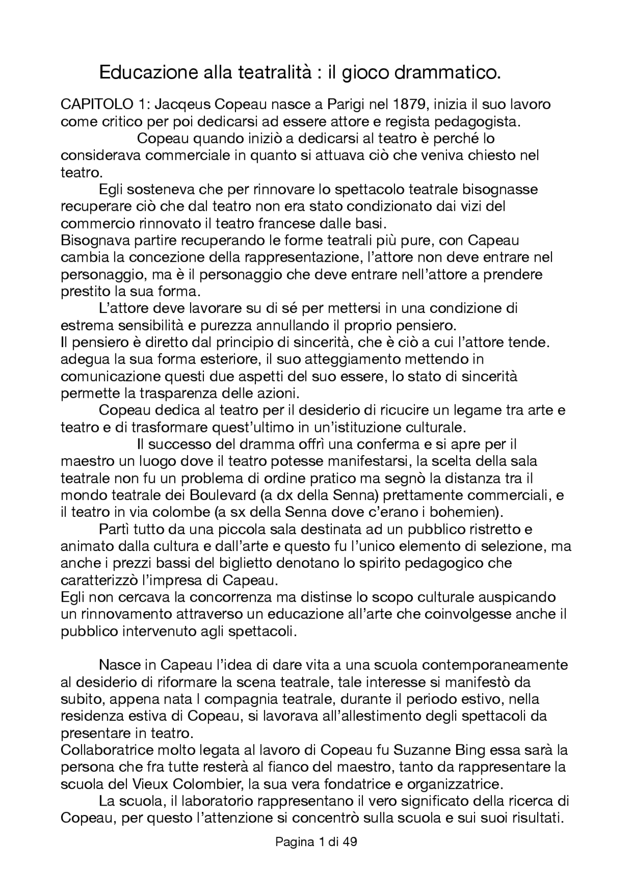 EDUCAZIONE ALLA TEATRALITÀ: IL GIOCO DRAMMATICO - Docsity