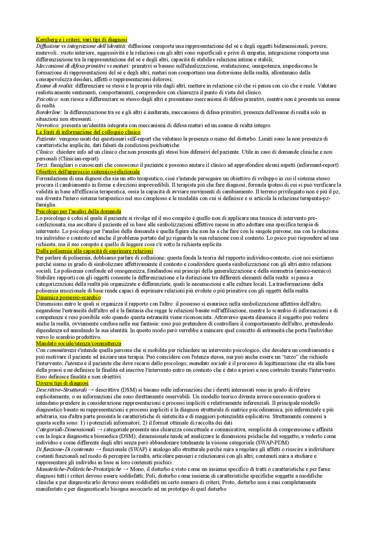 Domande Esame Di Metodi E Tecniche Psicodiagnostiche Docsity
