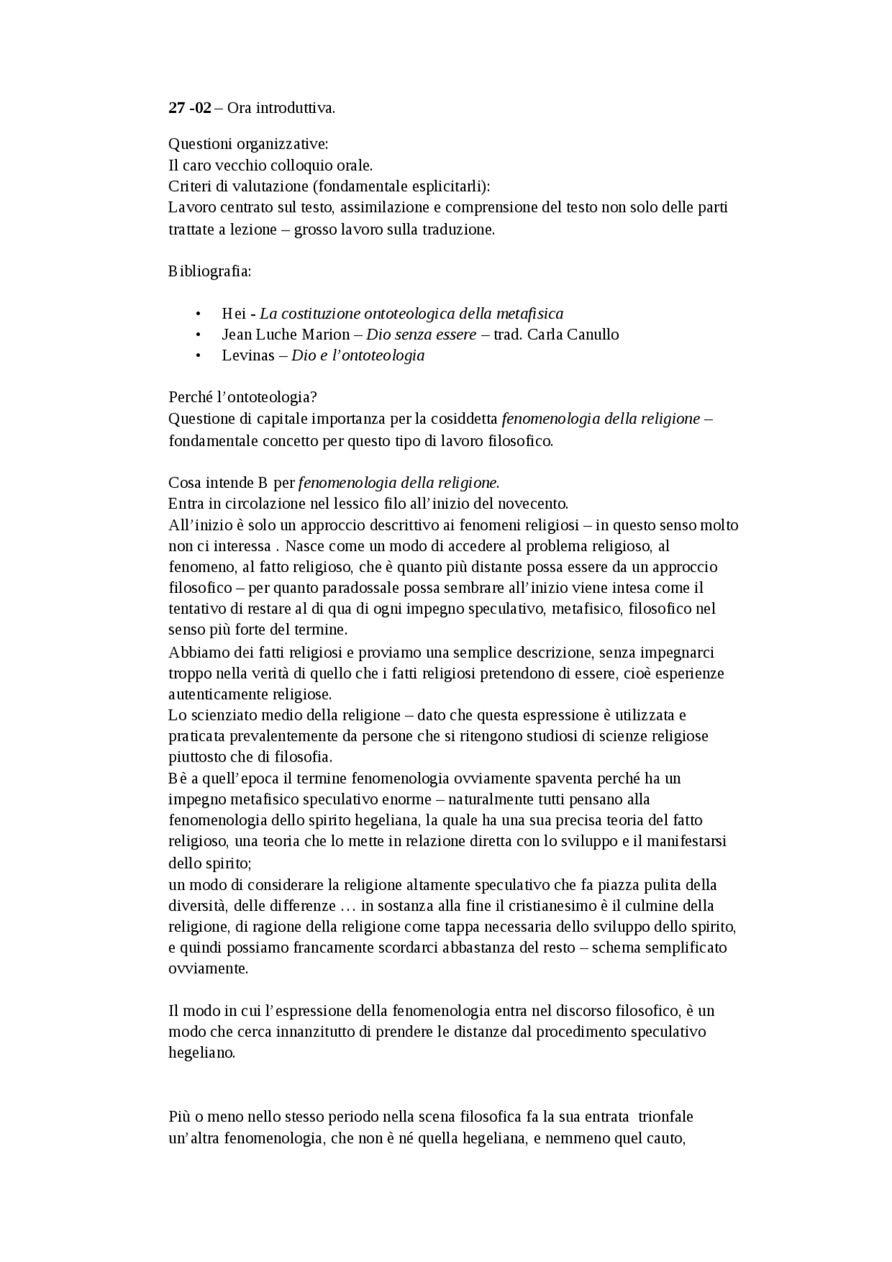 Appunti Essere E Tempo Docsity