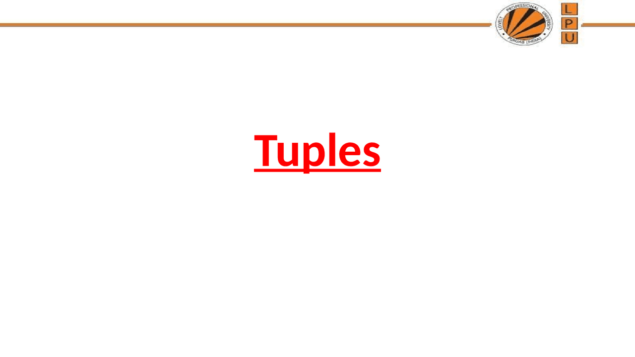 Learn tuples from ppt of lpu - Docsity