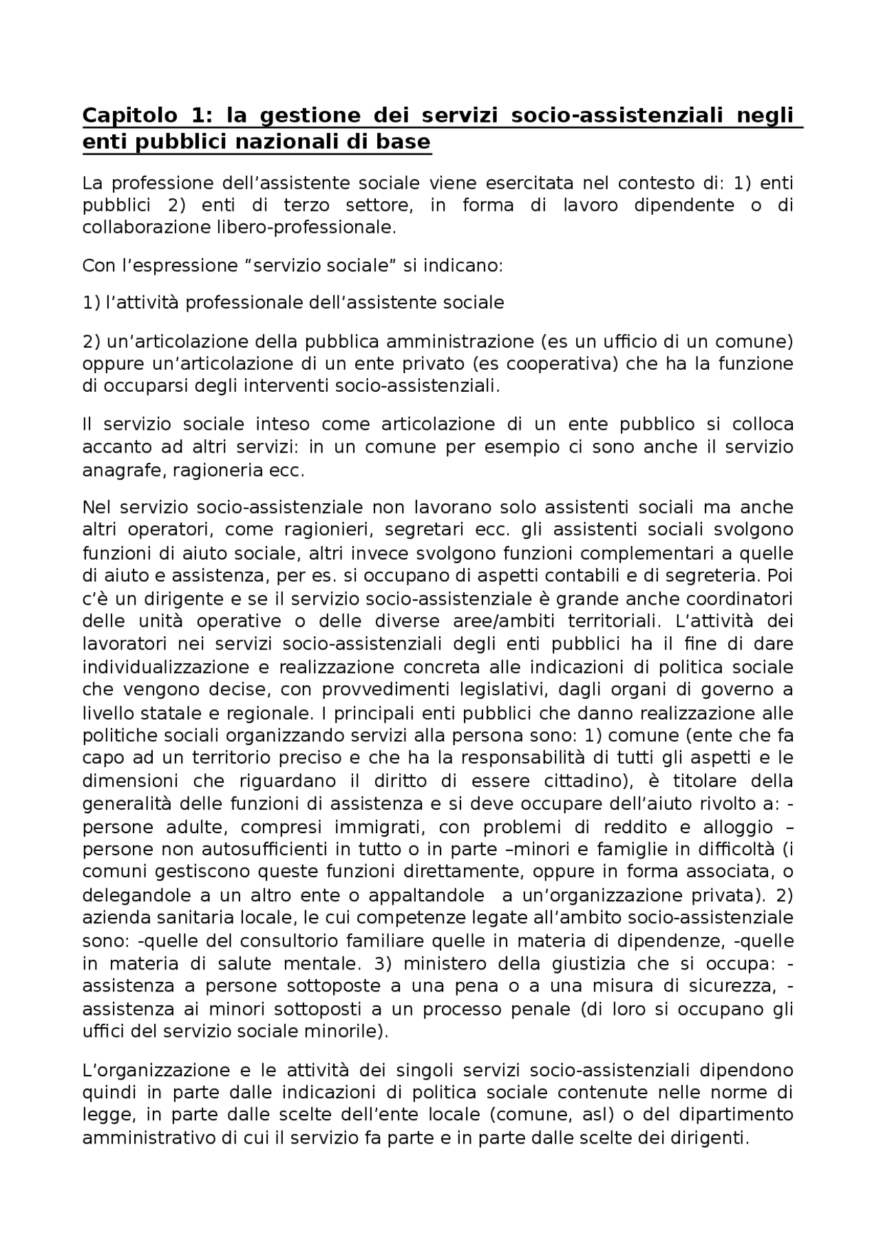 Riassunti Capitoli Linee Guida E Procedure Servizio Sociale Docsity