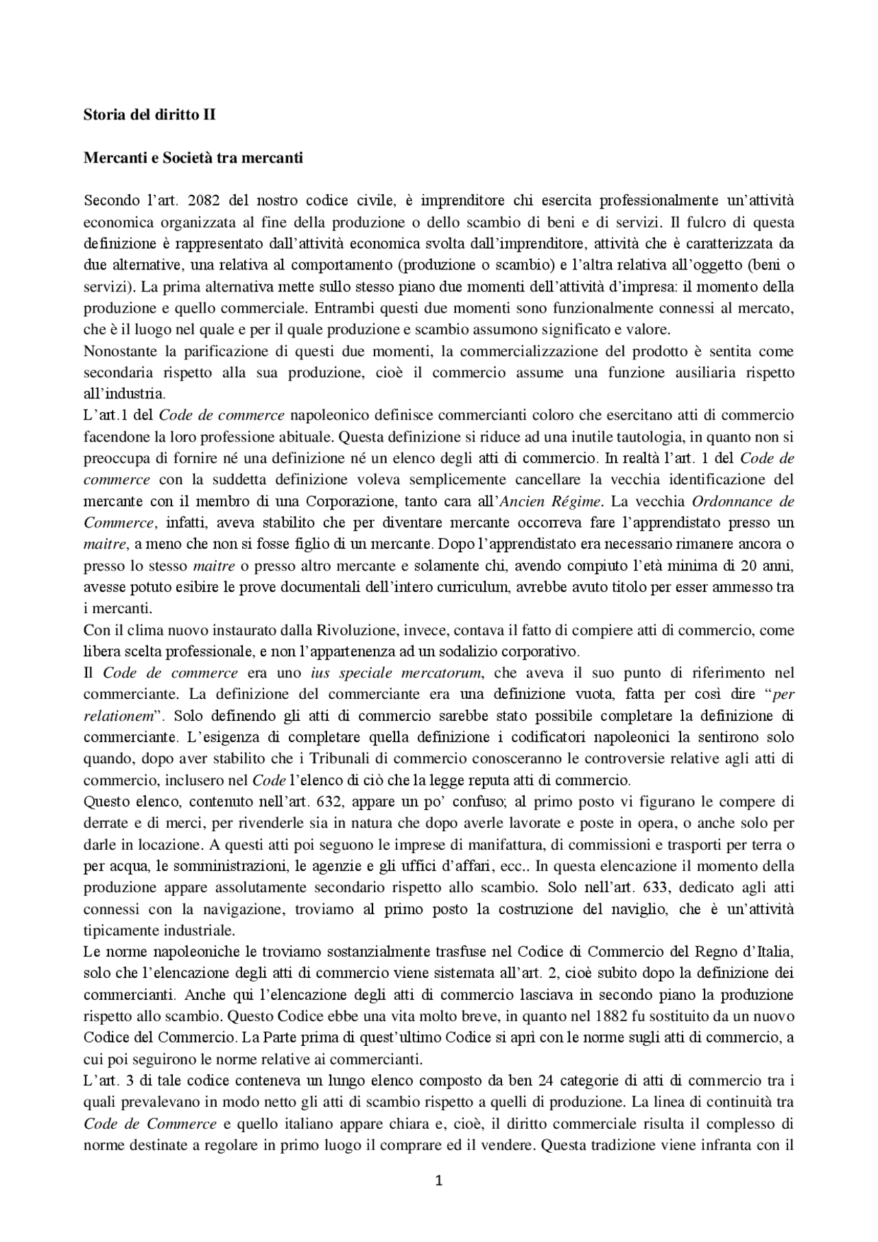 Mercanti E Società Di Mercanti Docsity