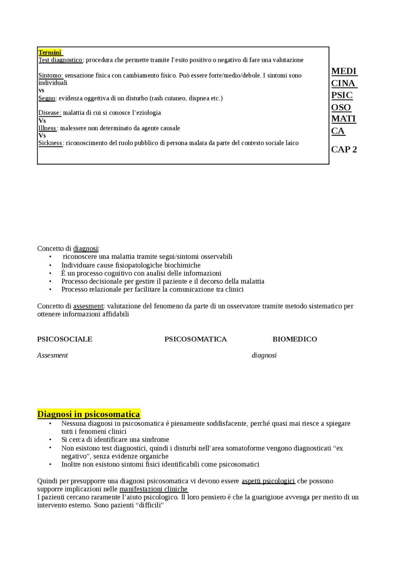 Fondamenti Di Psicosomatica Docsity