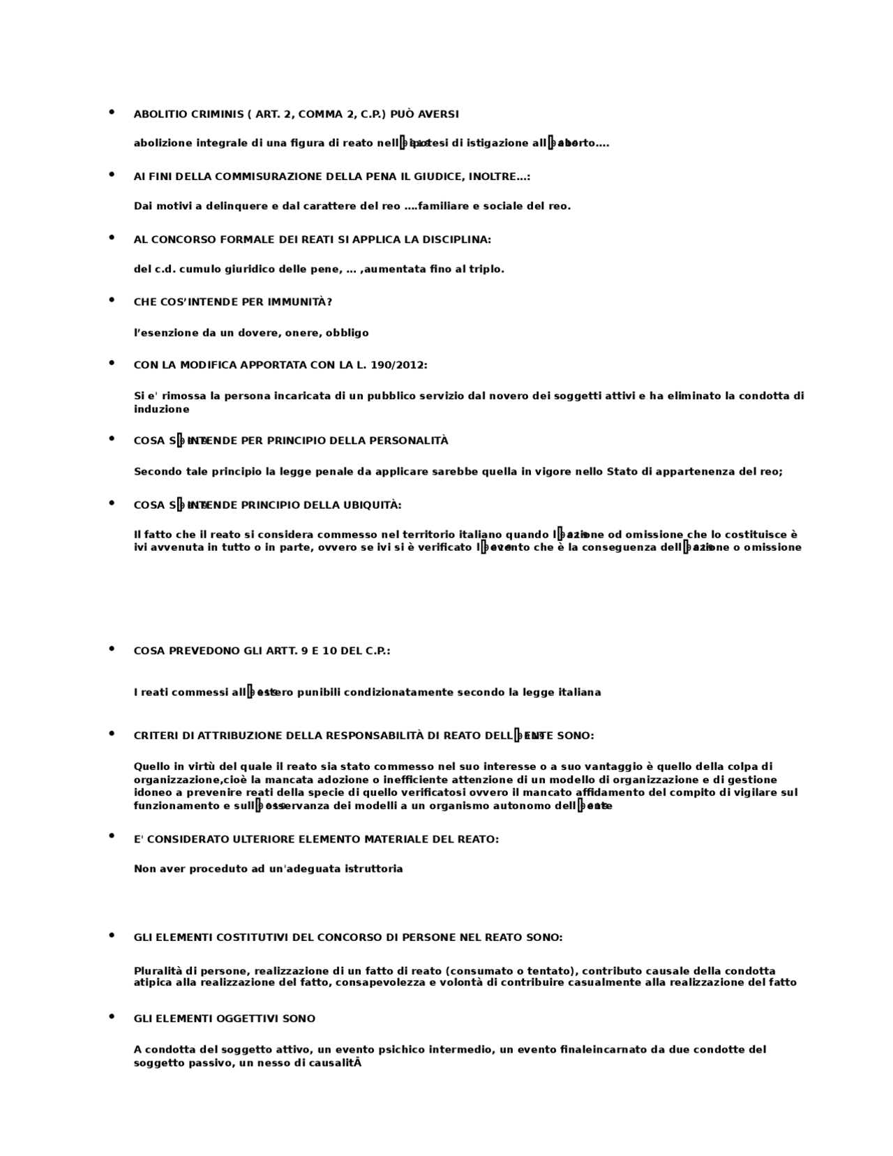 Test Diritto Penale Università Telematica Pegaso Docsity