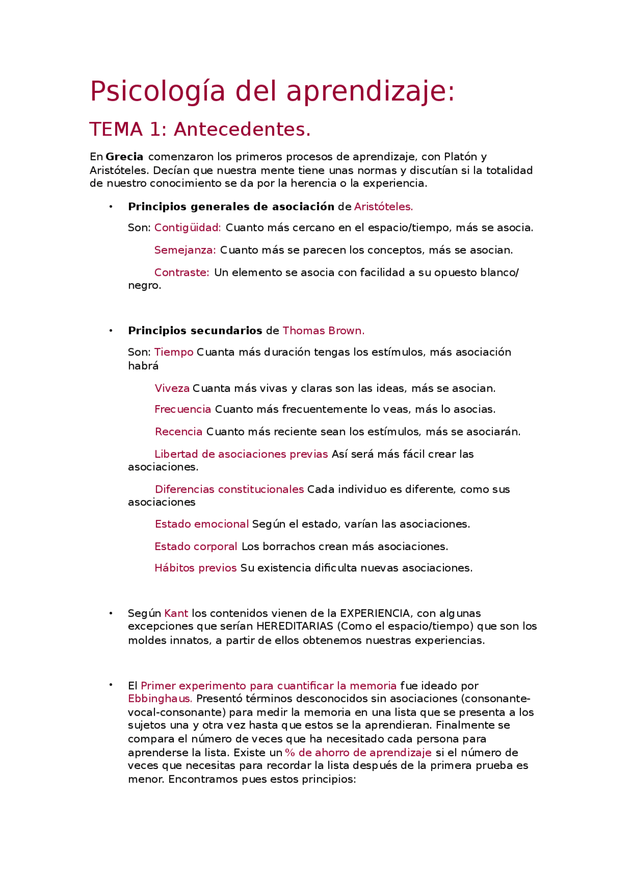 Psicología Del Aprendizaje Docsity