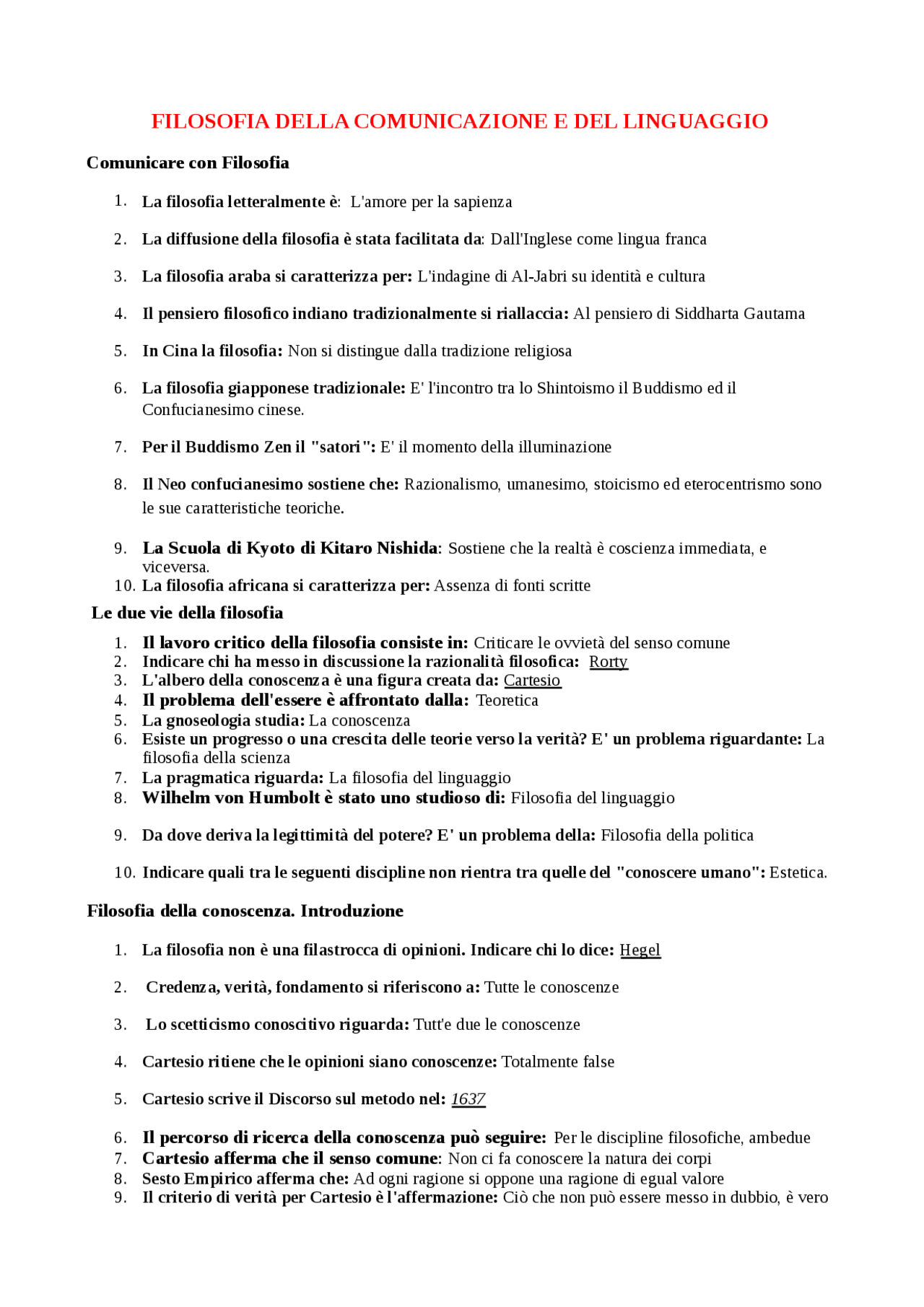 Test Di Autovalutazione Completo Docsity