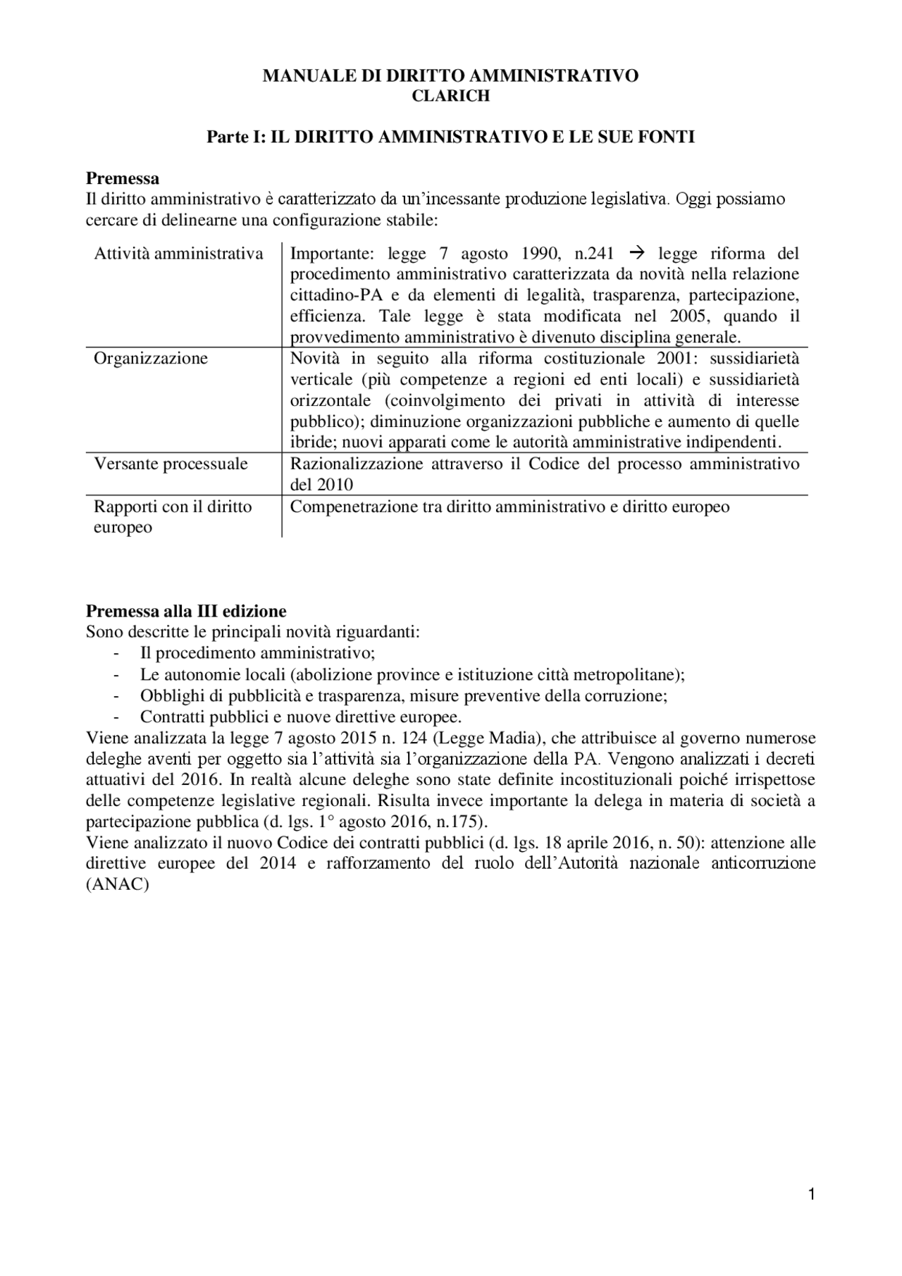 Diritto Amministrativo Clarich Docsity
