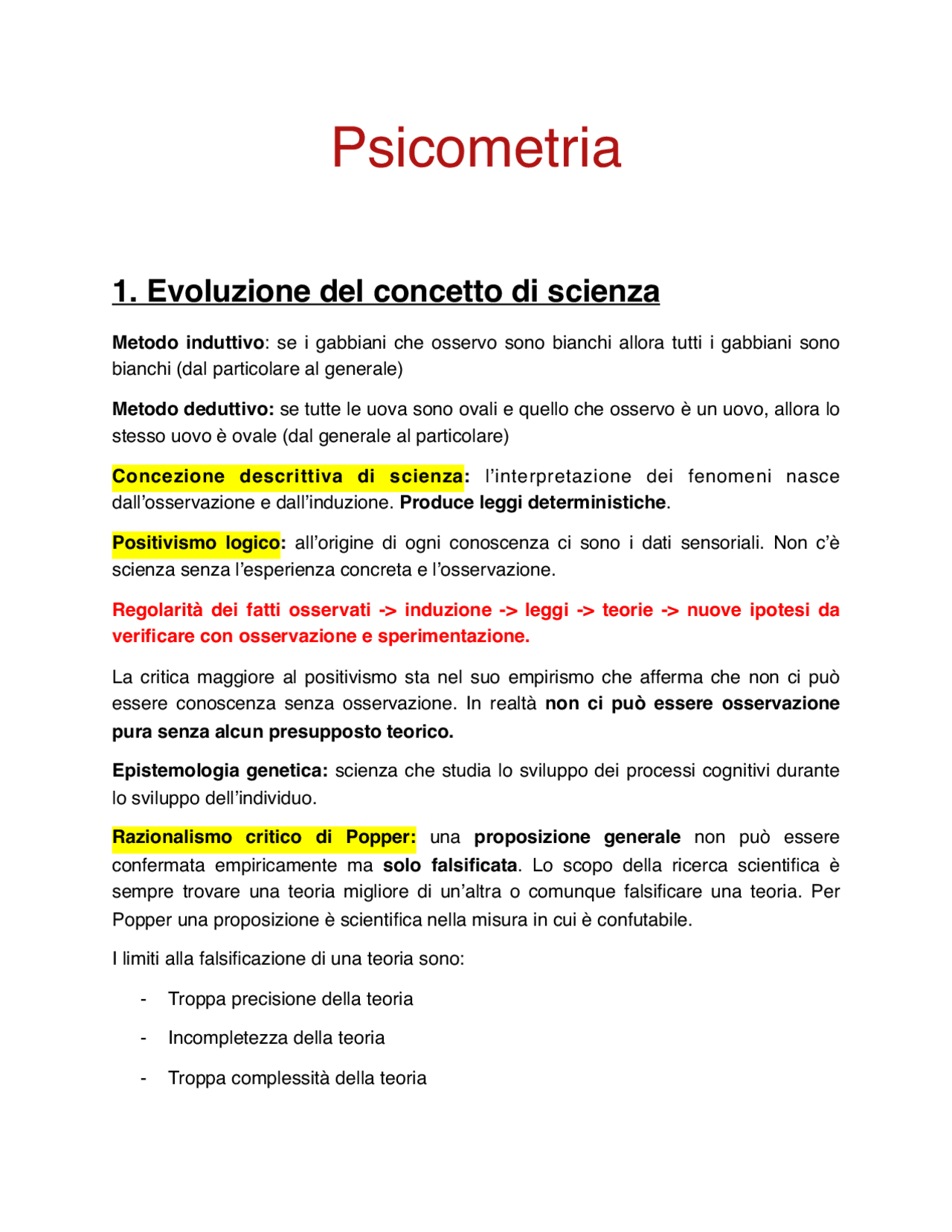 Psicometria Riassunto Docsity