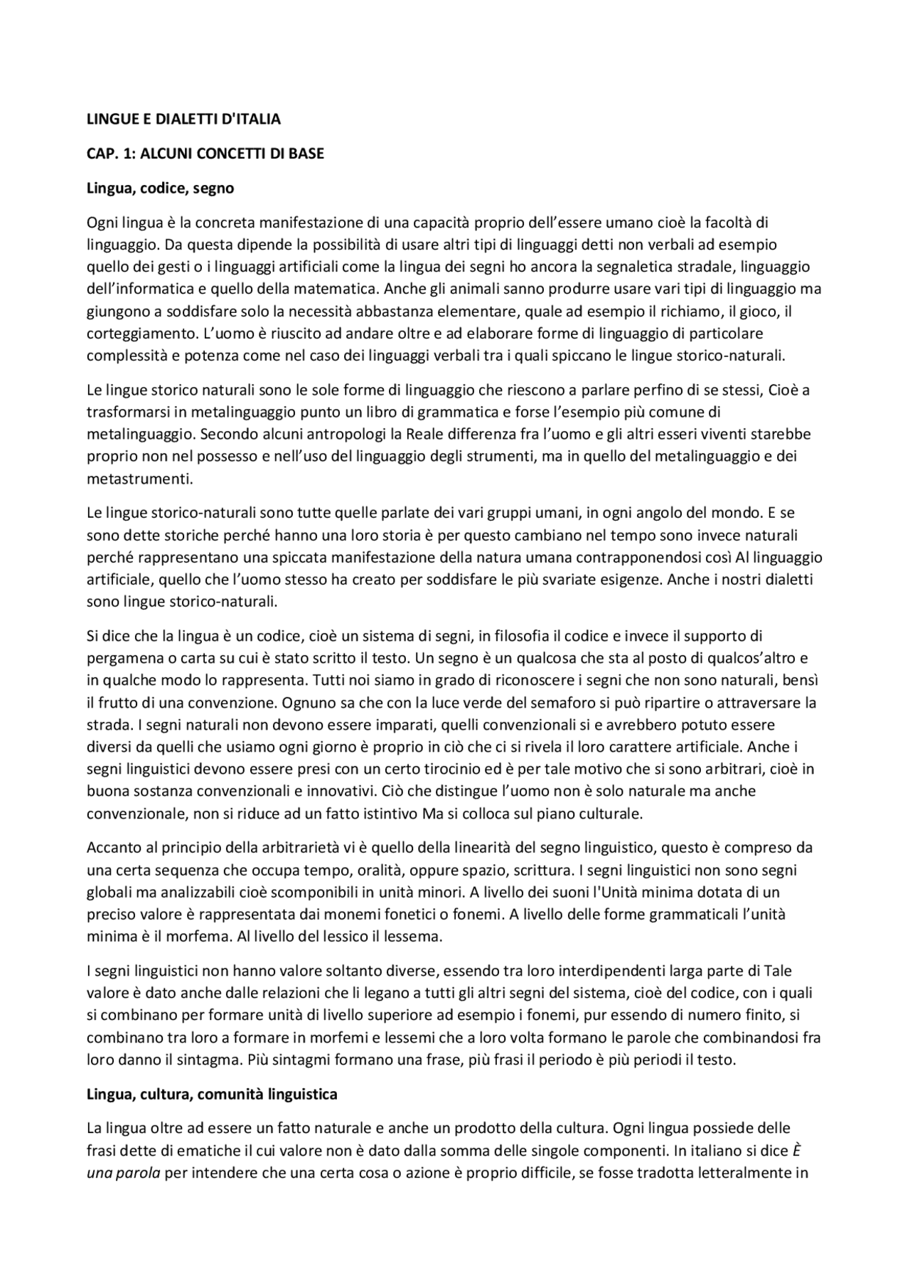 Lingue E Dialetti Ditalia F Avolio Docsity
