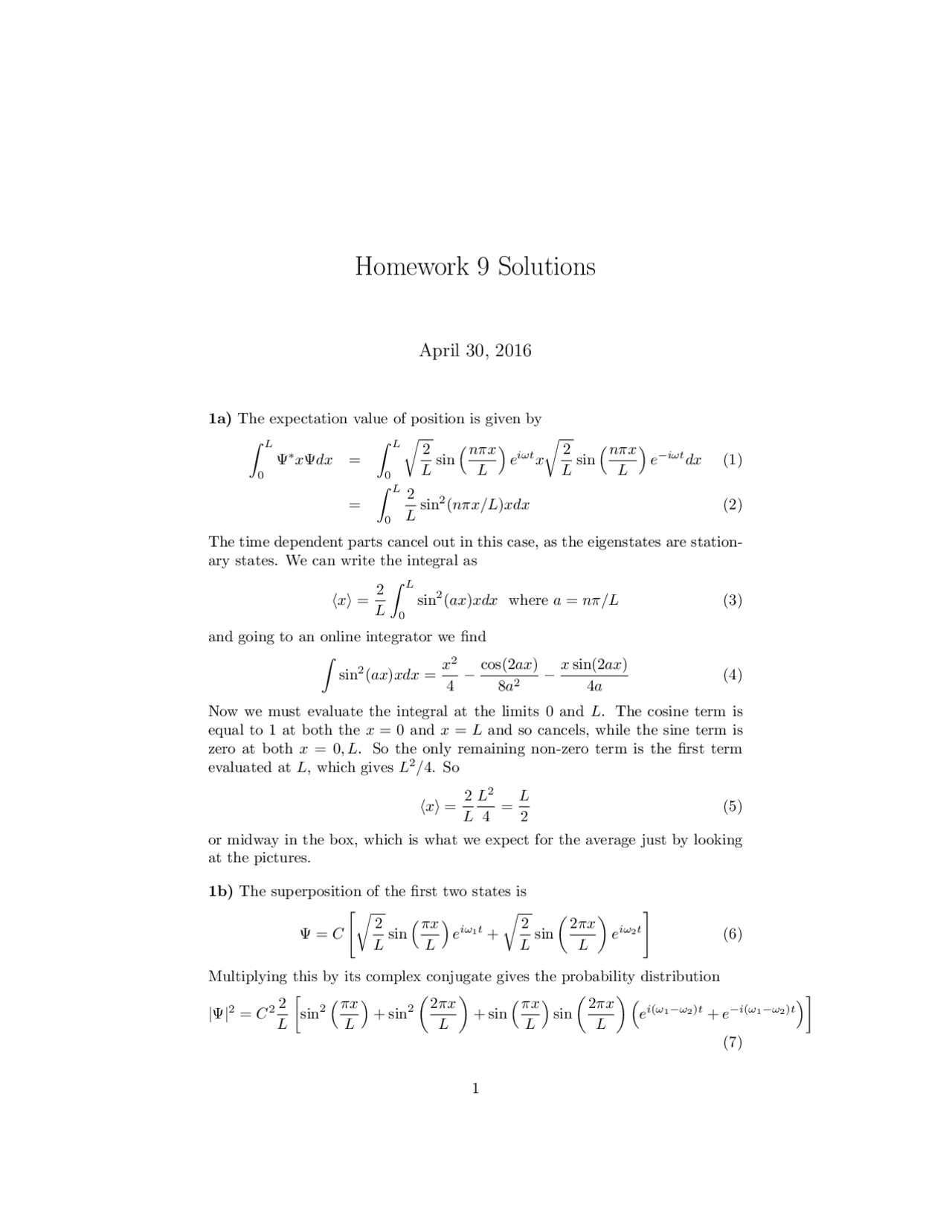 Physics H7c Problem Sets And Solutions Docsity