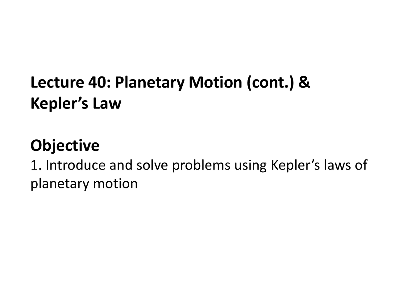 Planetary Motion Powerpoint Slides Physics Docsity