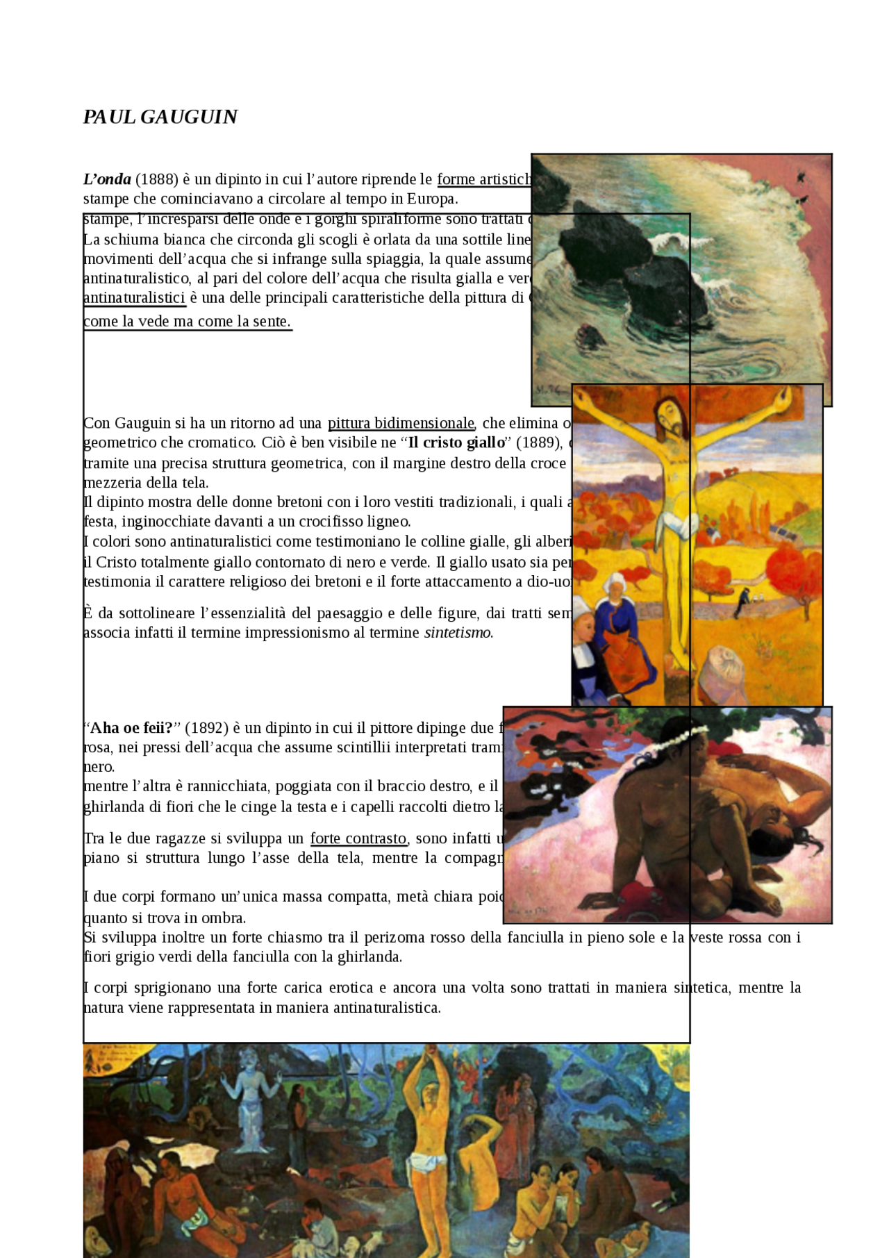Riassunti Paul Gauguin Il Cricco Di Teodoro Docsity