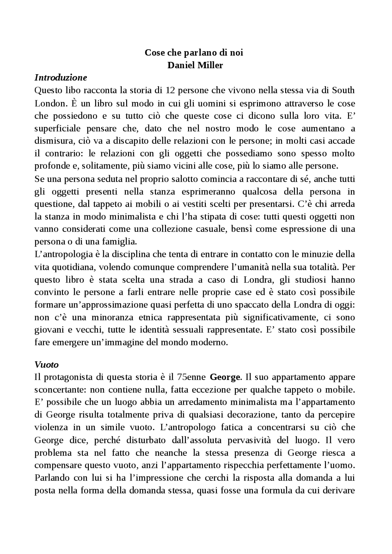 Cose Che Parlano Di Noi Miller Docsity