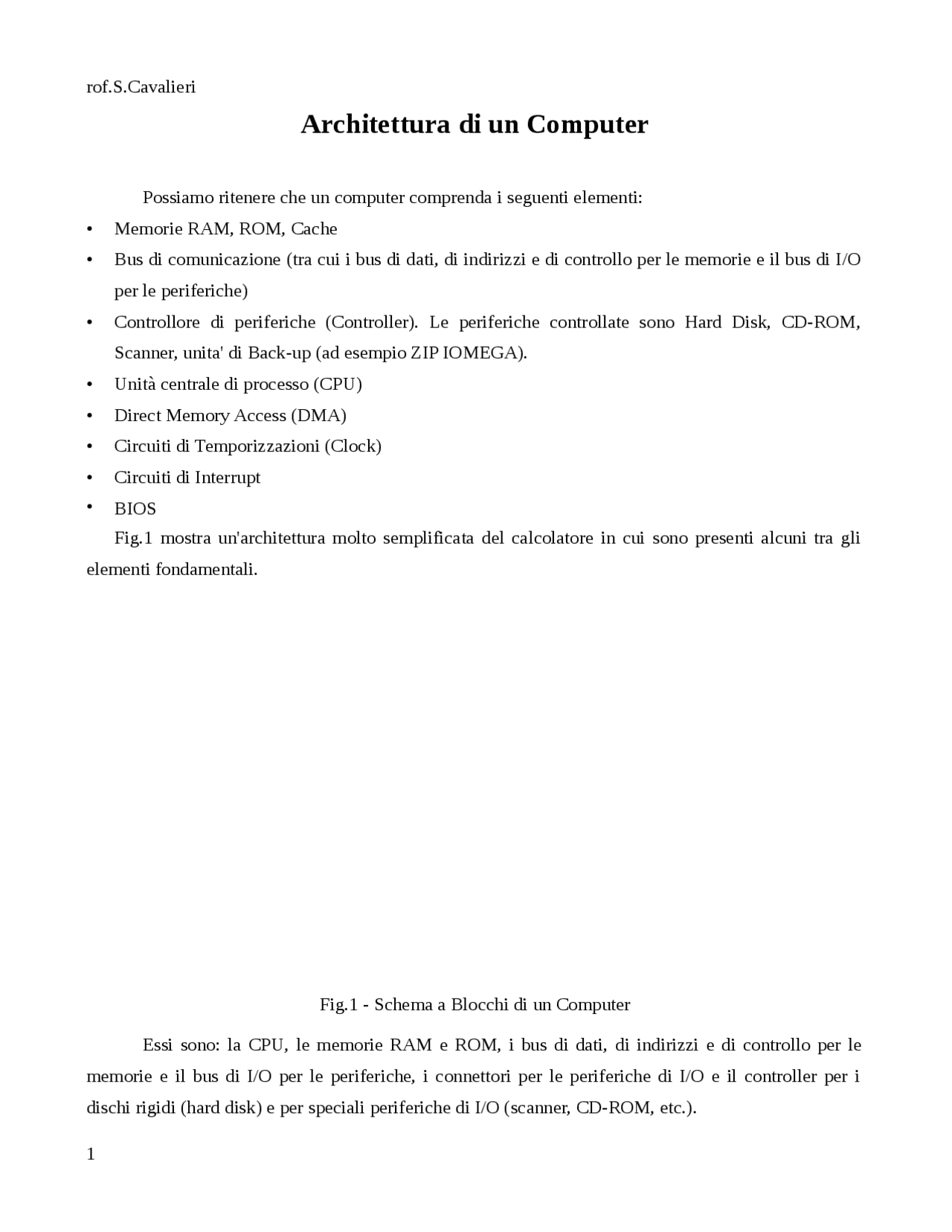 Elementi Di Base Di Informatica Docsity