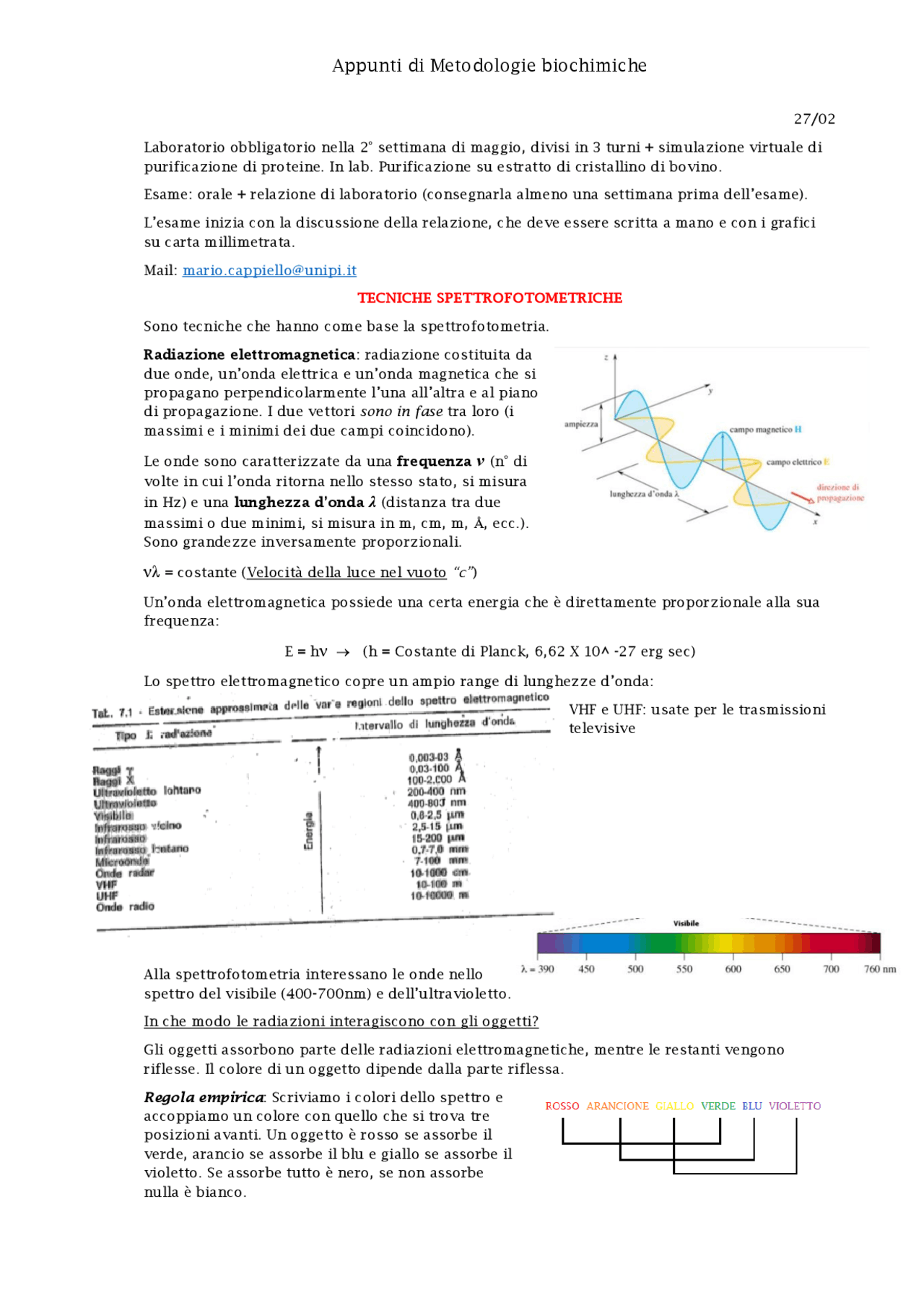 Metodologie Biochimiche Docsity