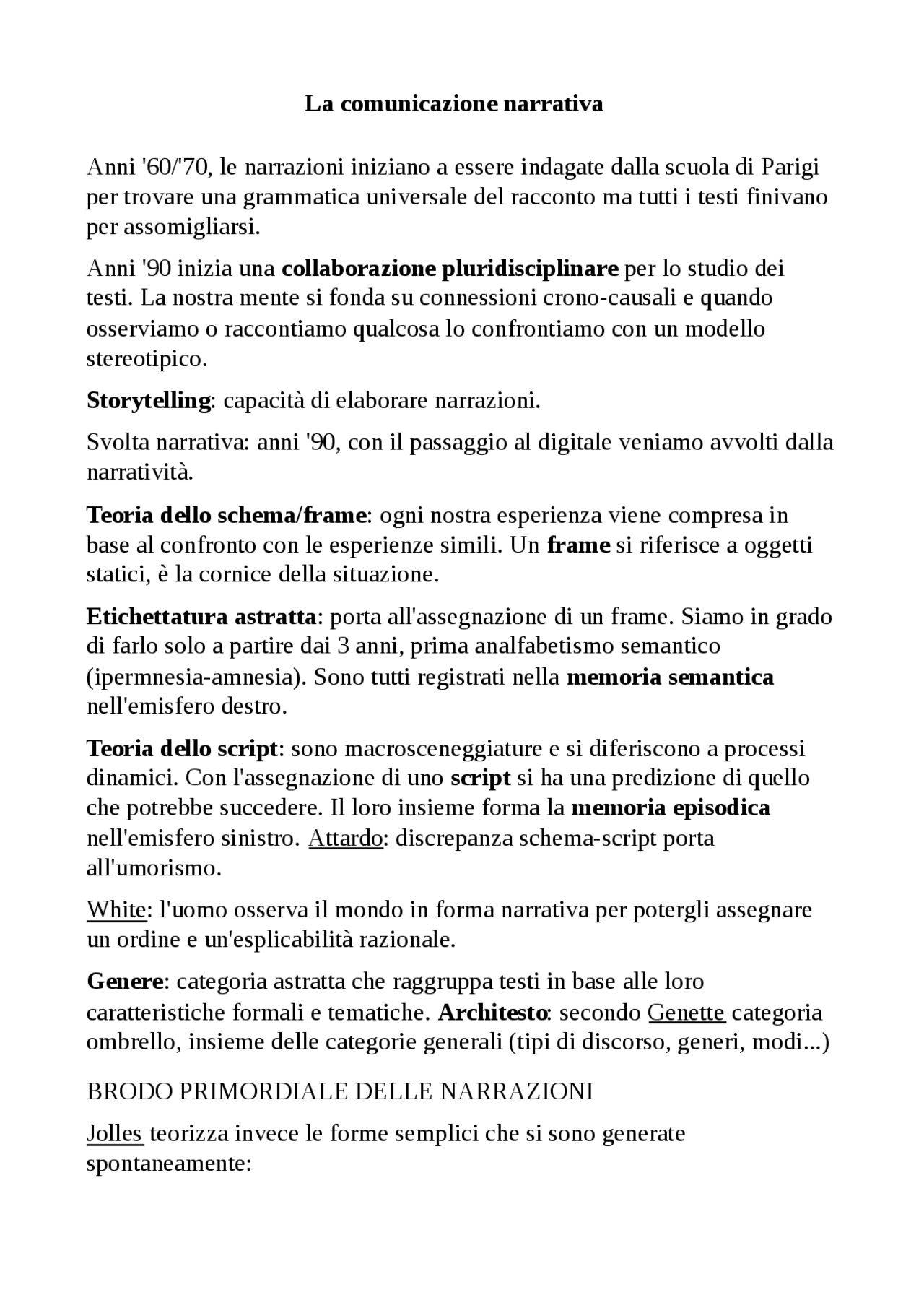 La Comunicazione Narrativa Docsity