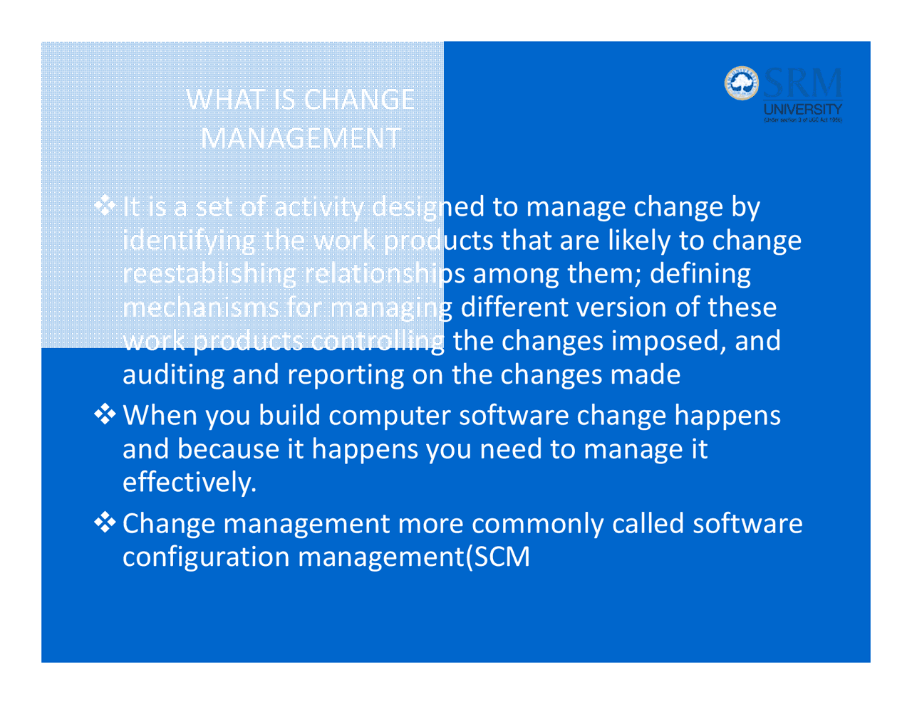 Change management in software engineering - Docsity