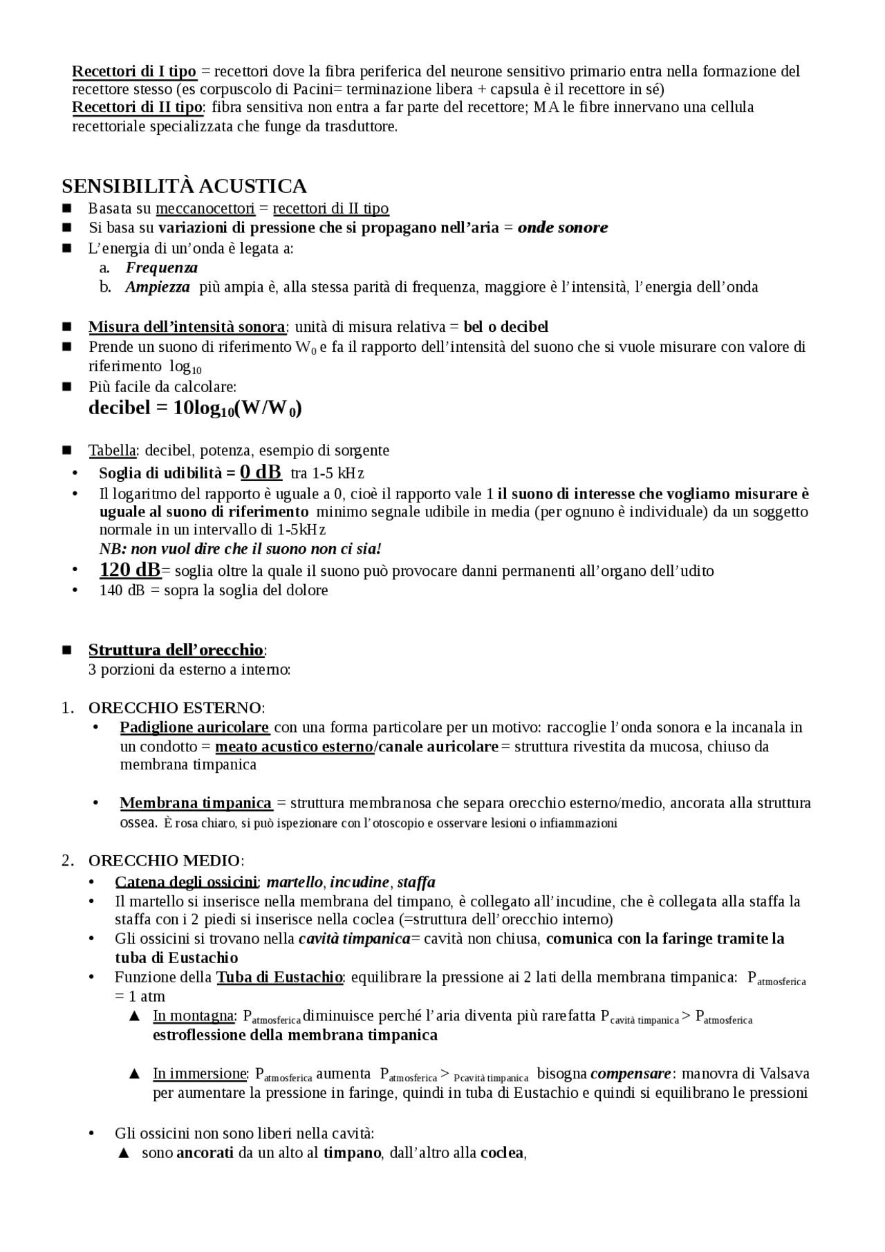 SensibilitÀ Acustica Docsity