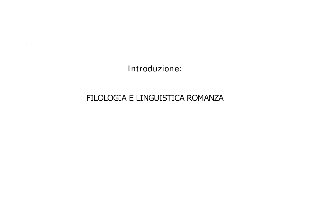 Lingue Romanze Nel Mondo Docsity