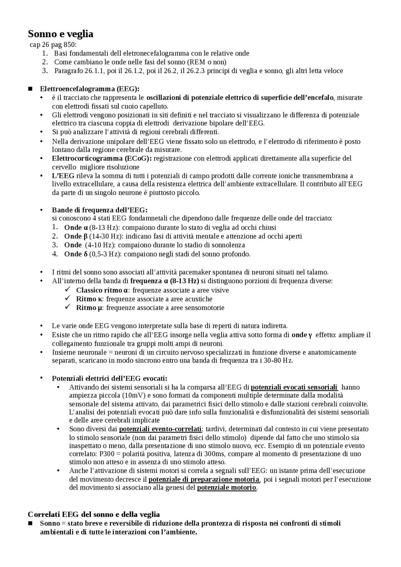 Il Sonno E La Veglia Docsity