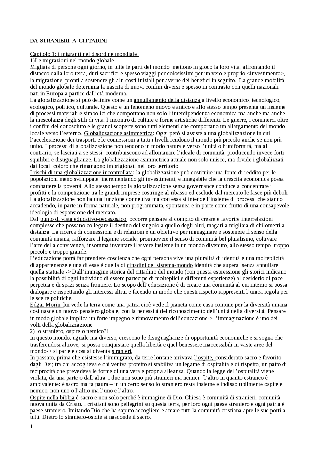 Da Stranieri A Cittadini Docsity