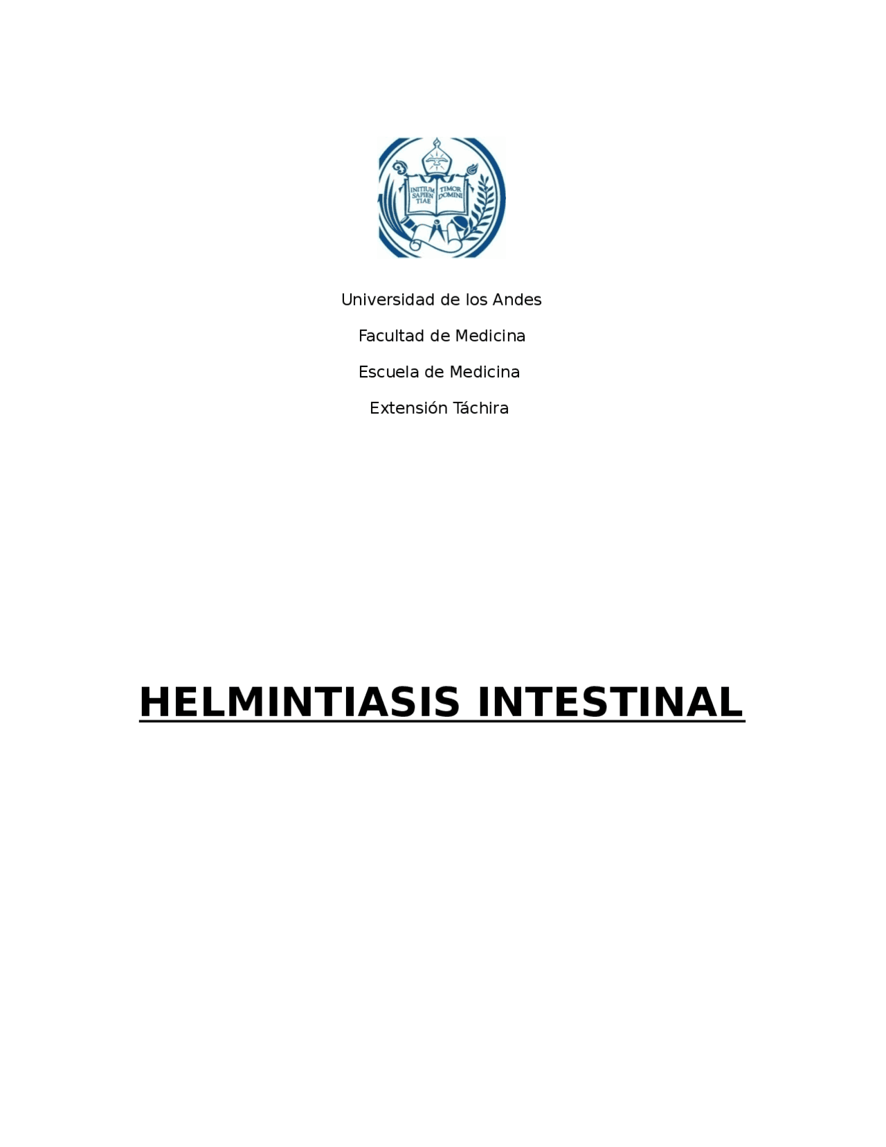 Helmintiasis intestinal - Docsity