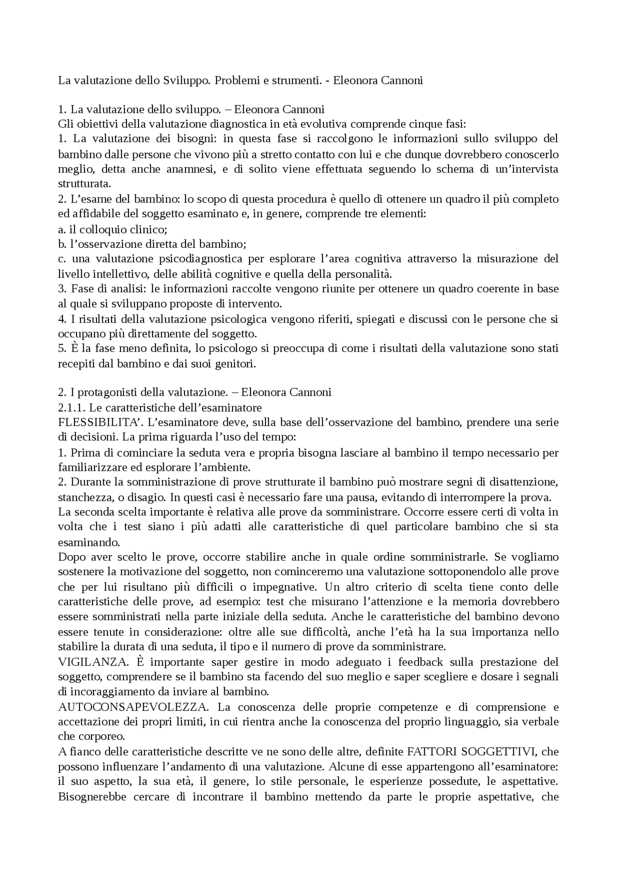 La Valutazione Dello Sviluppo Docsity