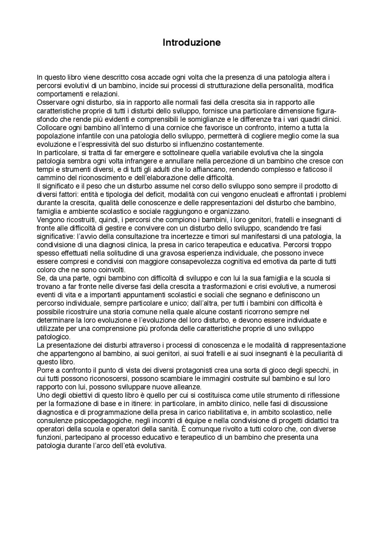 Introduzione De I Disturbi Dello Sviluppo Docsity
